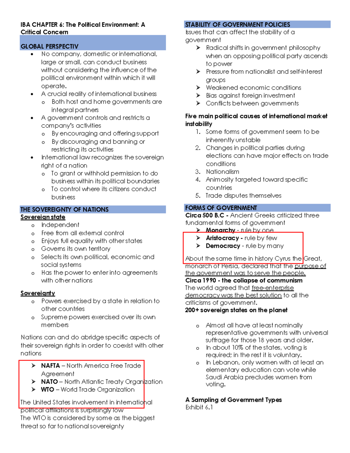 CHAPTER 6: The Political Environment: A Critical Concern - A crucial ...