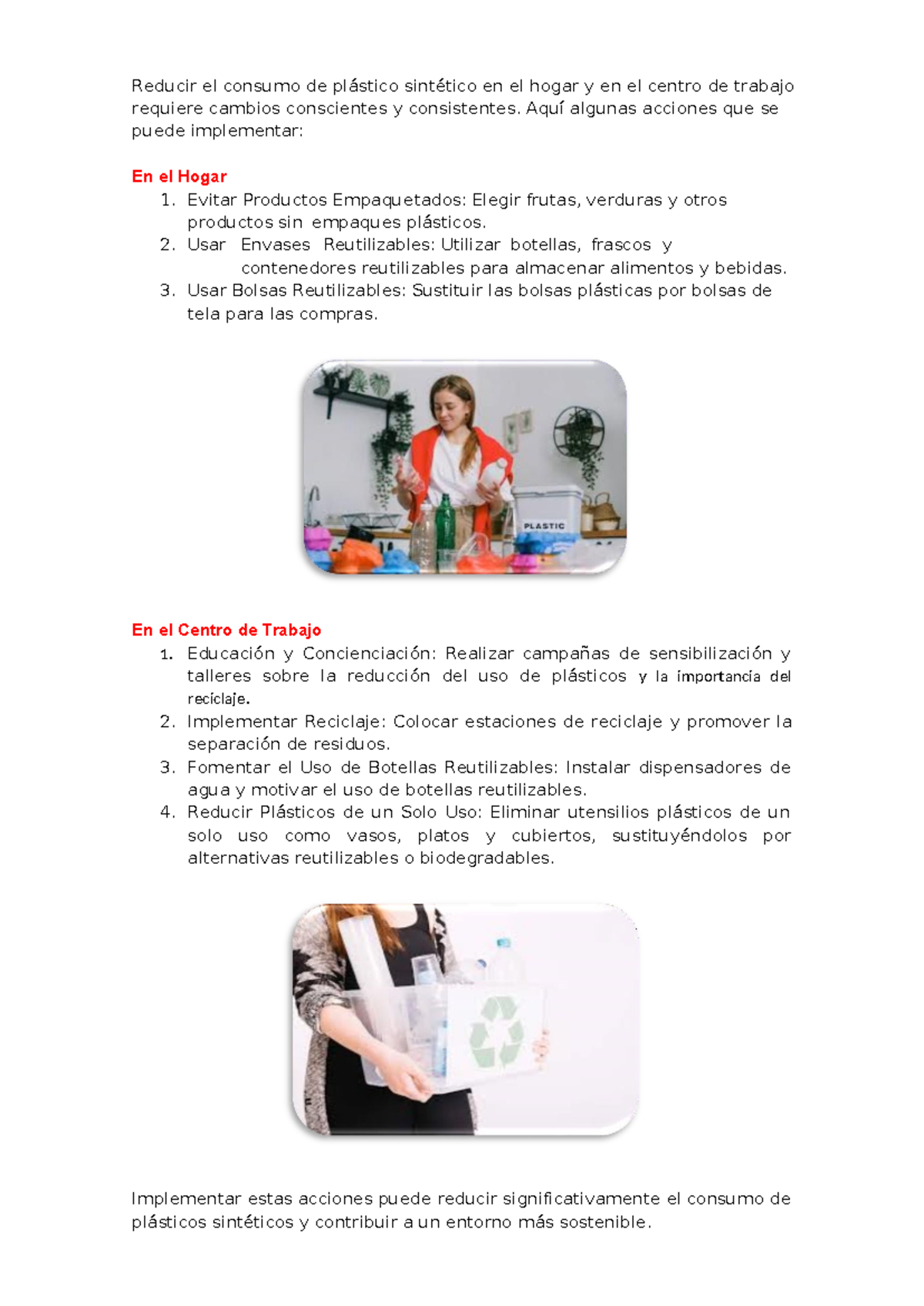 Sem 9 - reducir consumo de plastico - Reducir el consumo de plástico ...