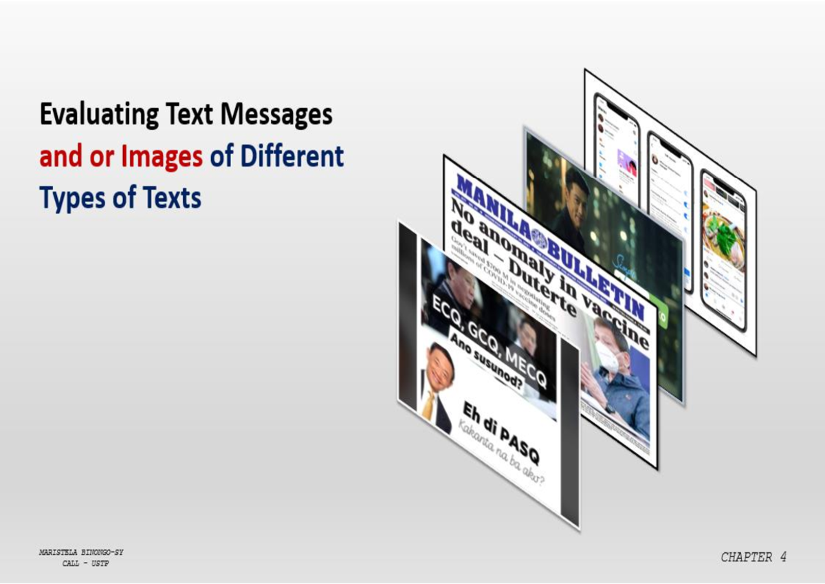 Pur Com Chapter 4N - Evaluating Messages I Different Types of Texts ...