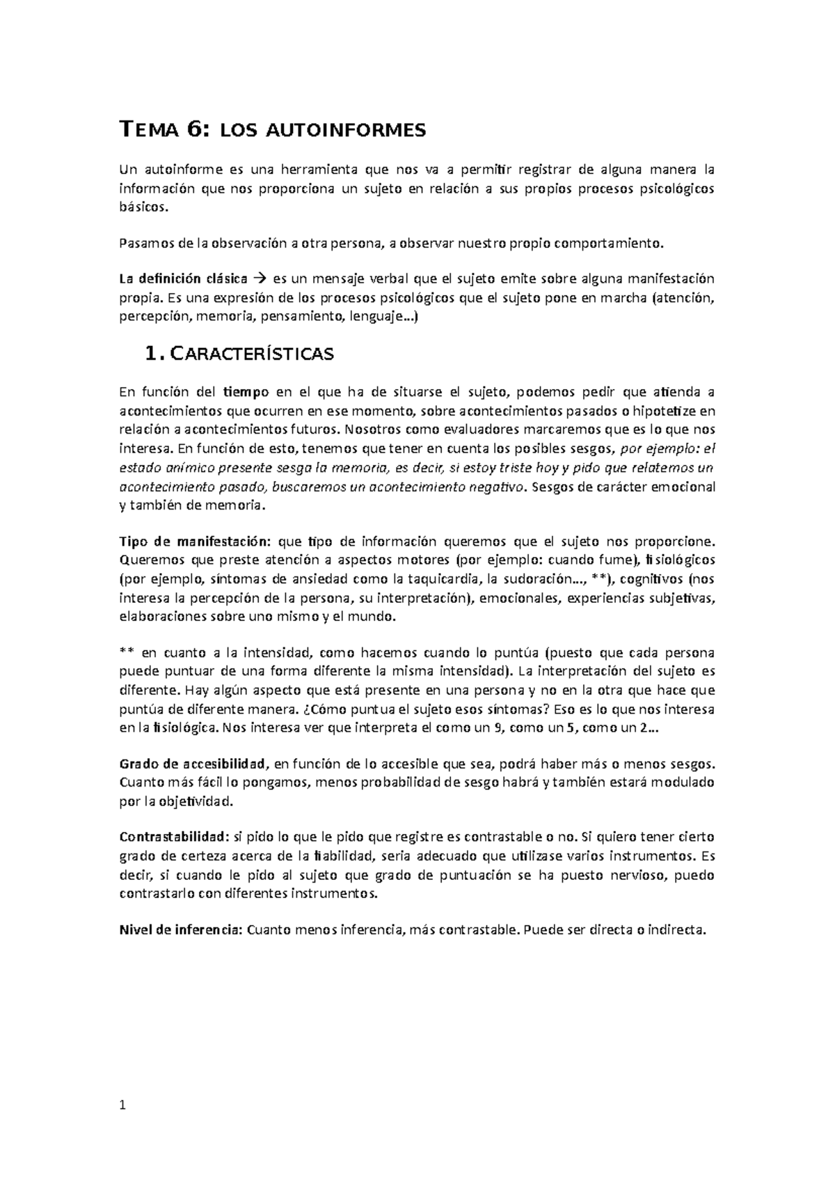 Tema 6 - Nines - TEMA 6: LOS AUTOINFORMES Un autoinforme es una ...