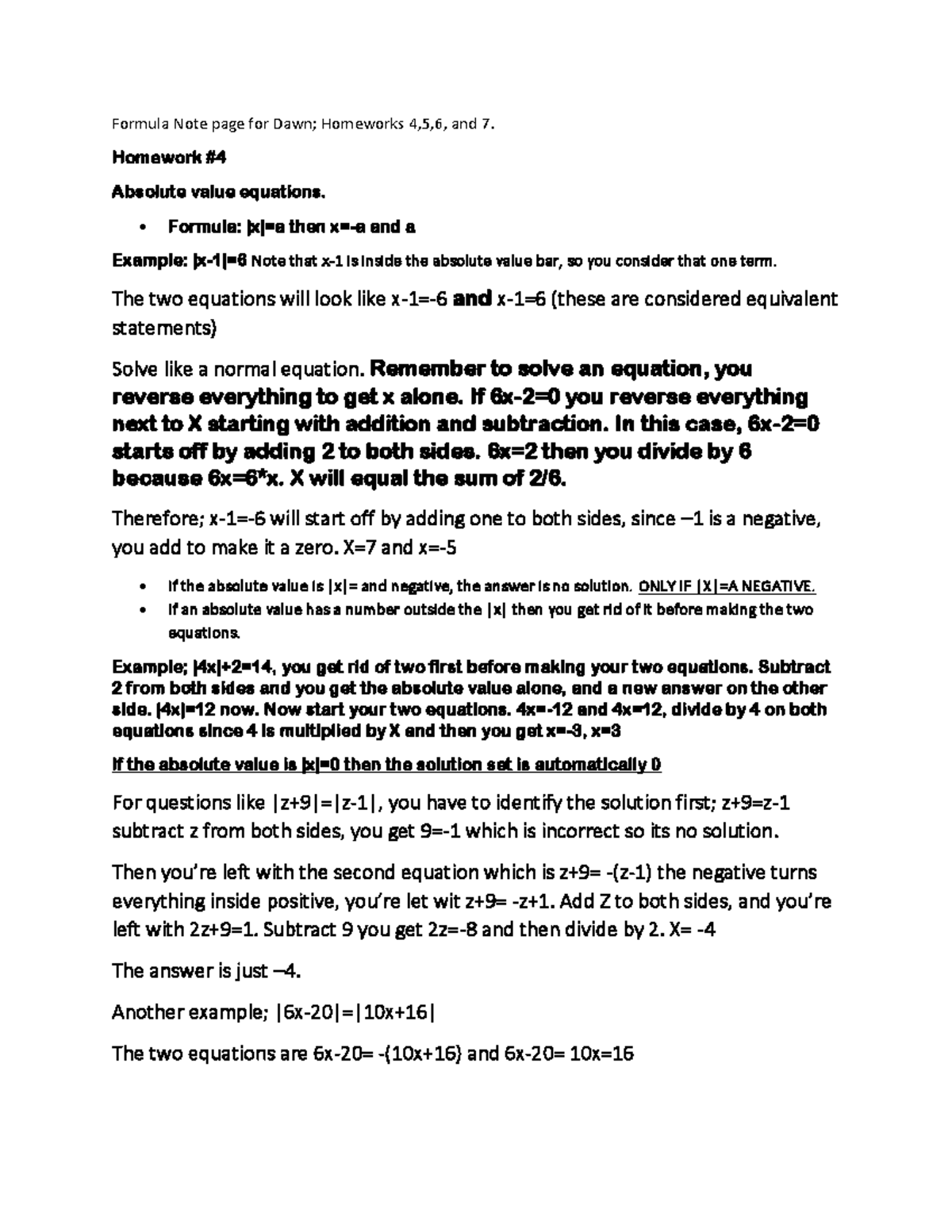 Fnmt 118 math breakdown - Formula Note page for Dawn; Homeworks 4,5,6 ...