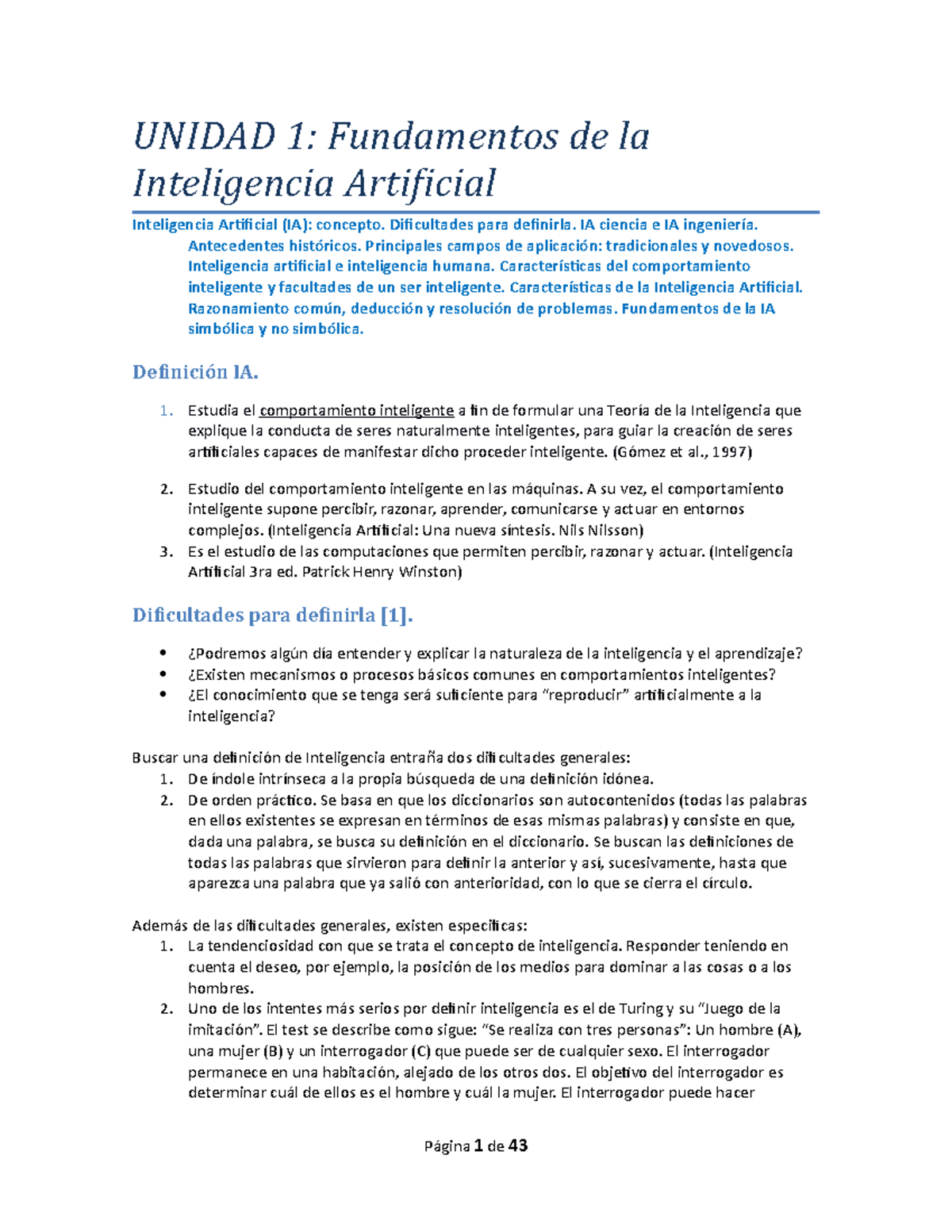 Resumen Ineteligencia Artificial Unidad 1 Fundamentos De La
