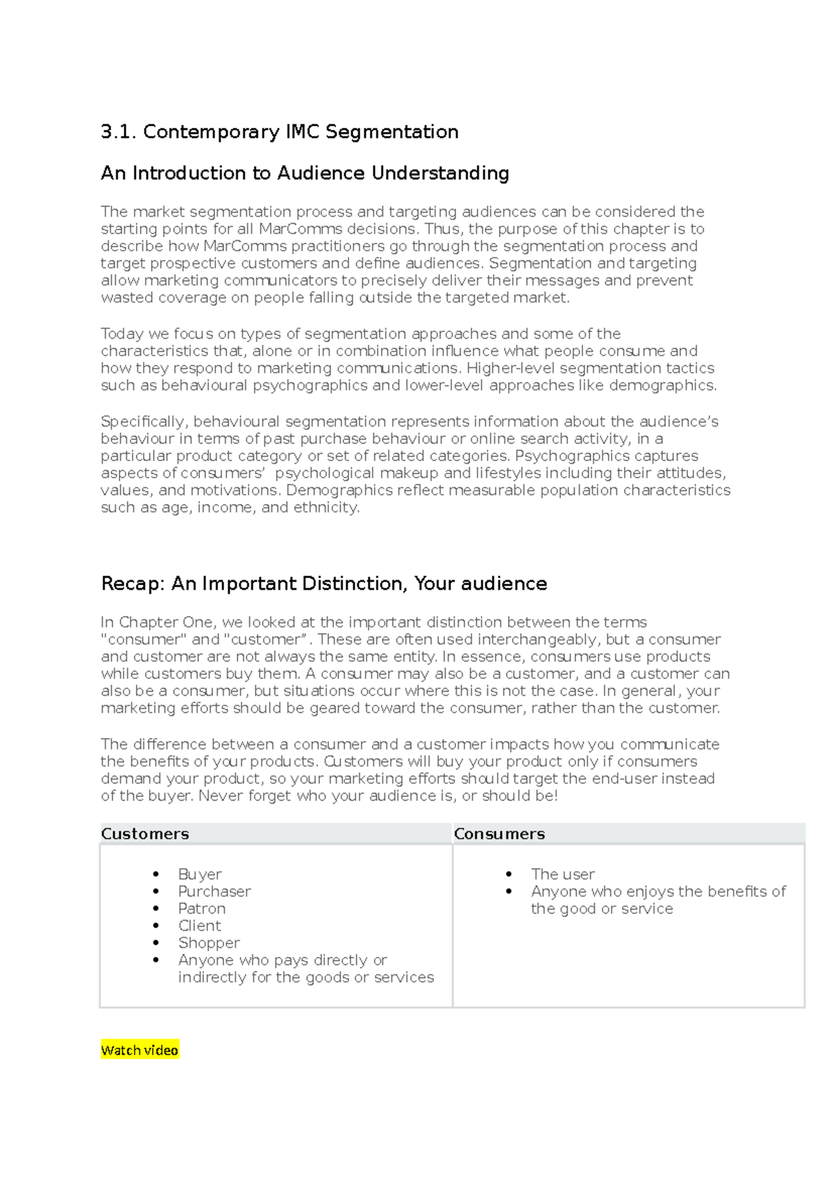3.1. Contemporary IMC Segmentation - 3. Contemporary IMC Segmentation ...