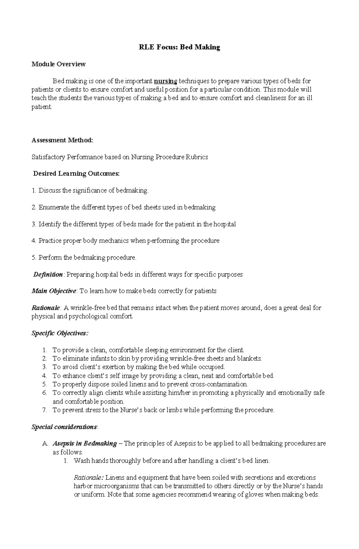 Bedmaking - its very important to learn - RLE Focus: Bed Making Module ...