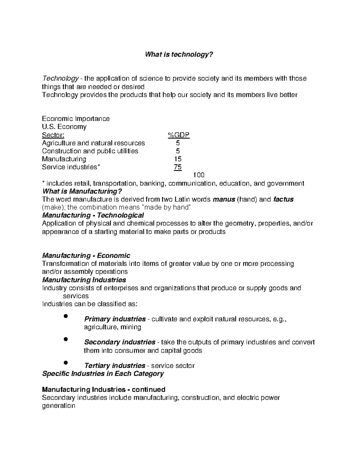 Introduction to engineering manufacturing - What is technology ...