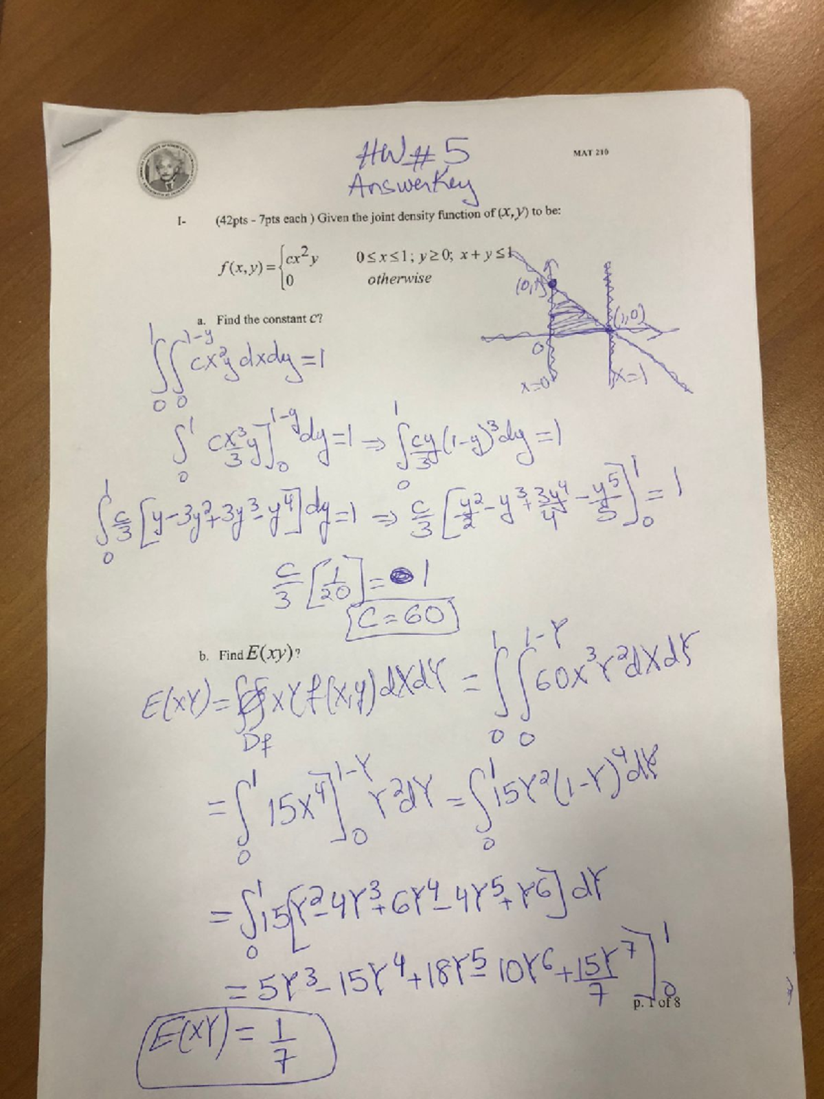 Answer key of HW set 6 - jsbjbskjd - Probability and Statistics - Studocu