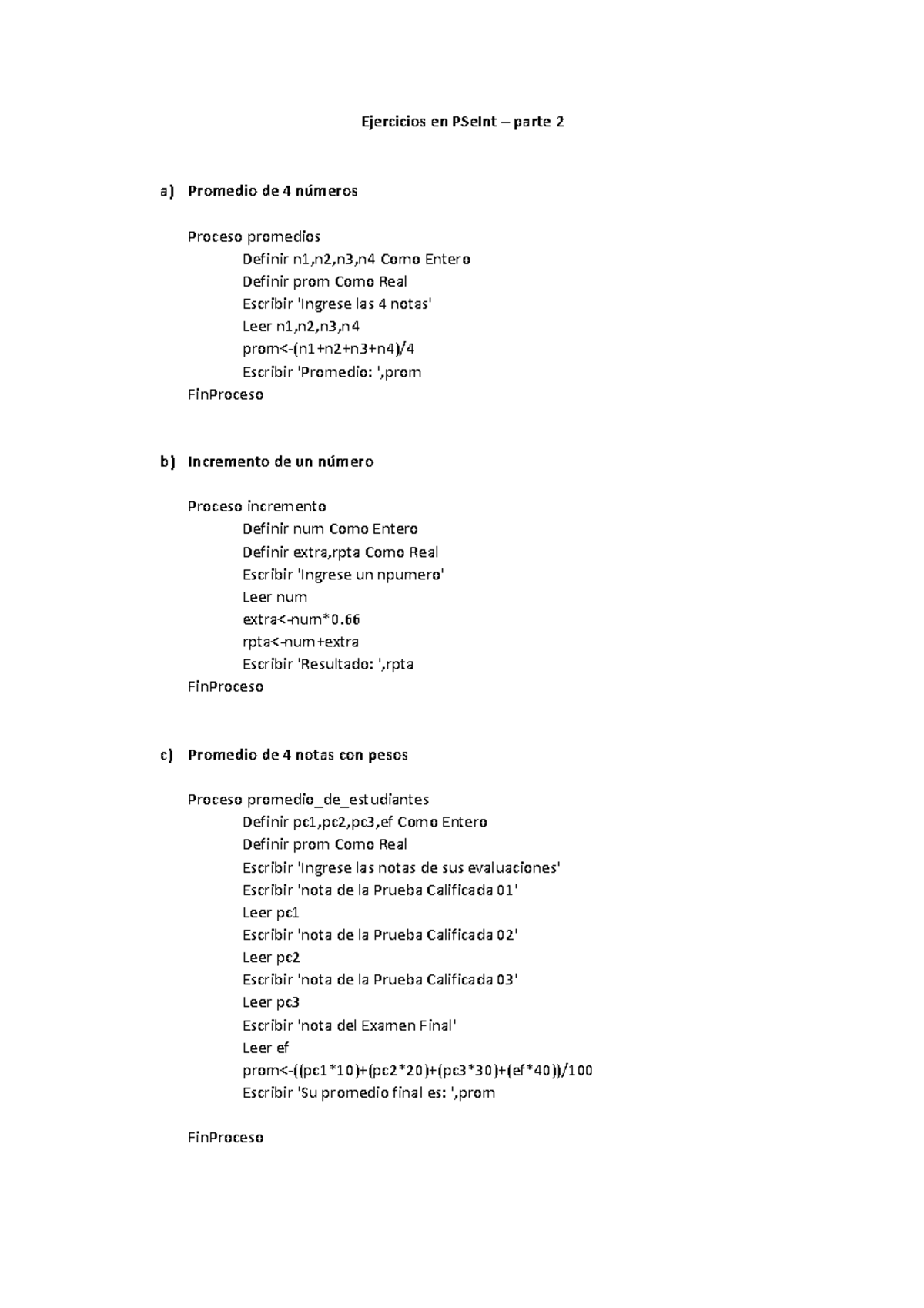 Ejercicios en PSe Int - Parte II - Ejercicios en PSeInt – parte 2 a ...