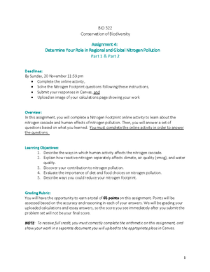 Instructions - Bio 322 - Assignment 3 - 2023Fall - BIO 322 Conservation ...