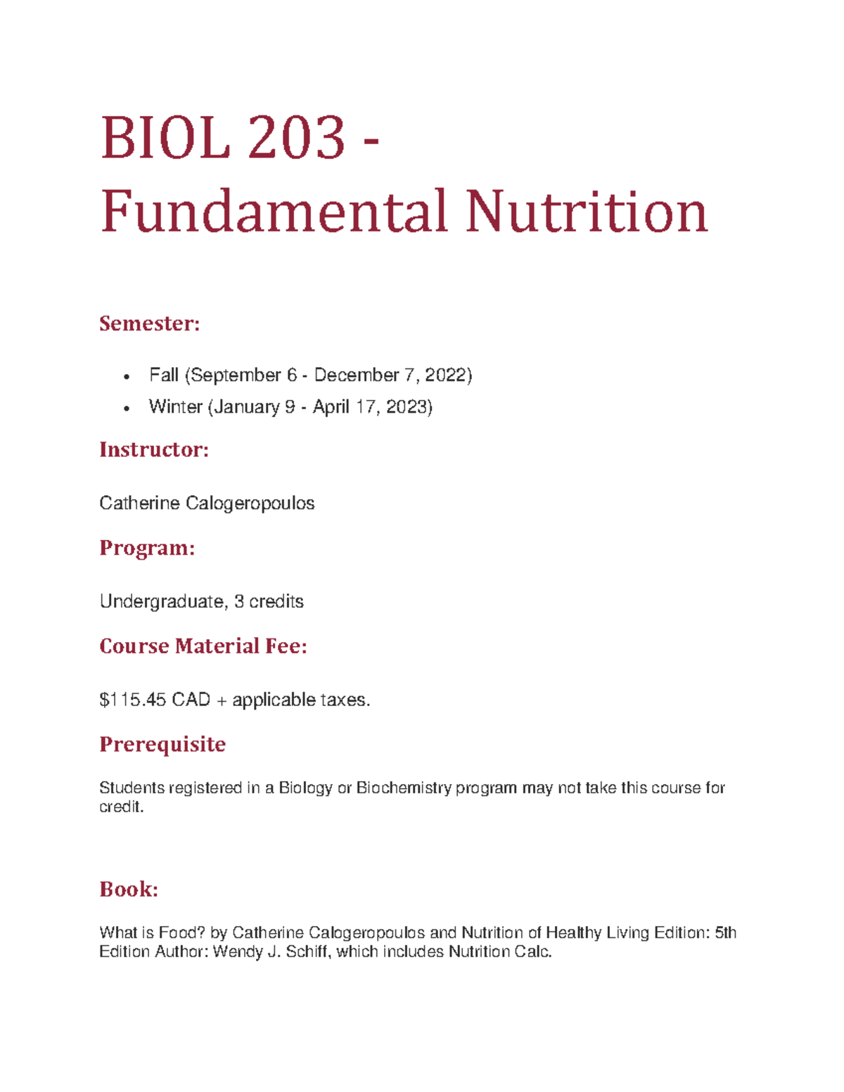 BIOL 203 - Fundamental Nutrition - BIOL 203 - Fundamental Nutrition ...