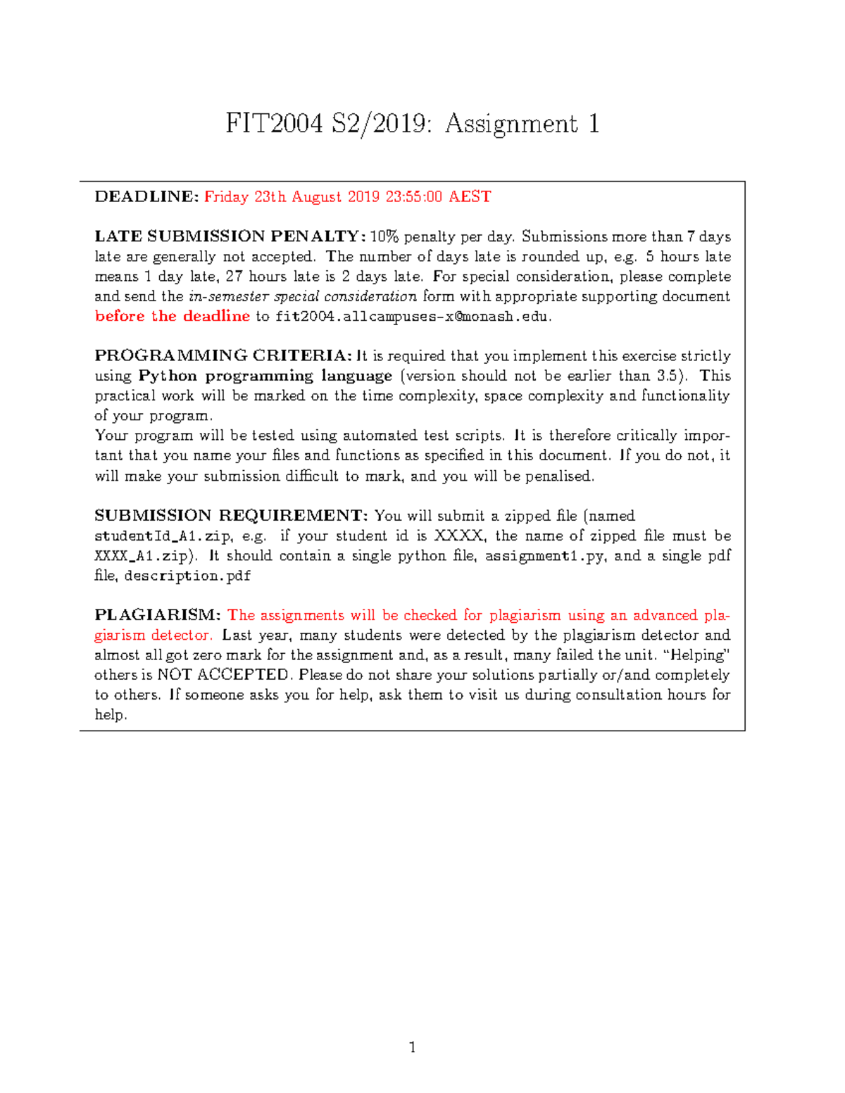 Assignment 01 - FIT2004 S2/2019: Assignment 1 Nathan Companez DEADLINE:Friday 23th August 2019 ...