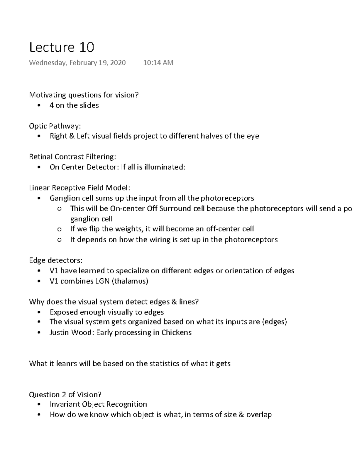 Lecture 10 - Vision - Warning: TT: undefined function: 32 Warning: TT: undefined function: 32 ...