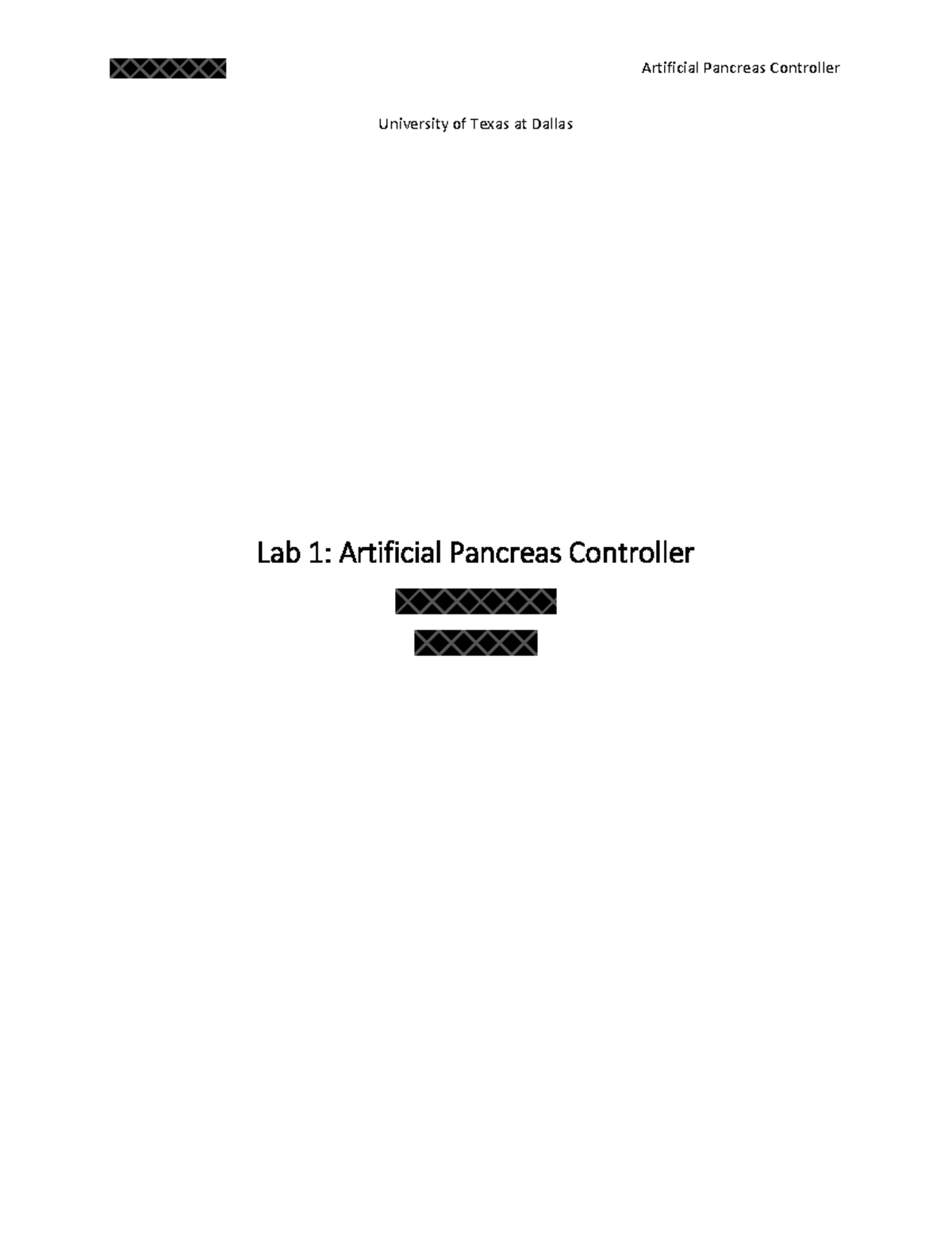 Lab Report 1 - Artificial Pancreas Controller University of Texas at Dallas Lab 1 : Artificial ...
