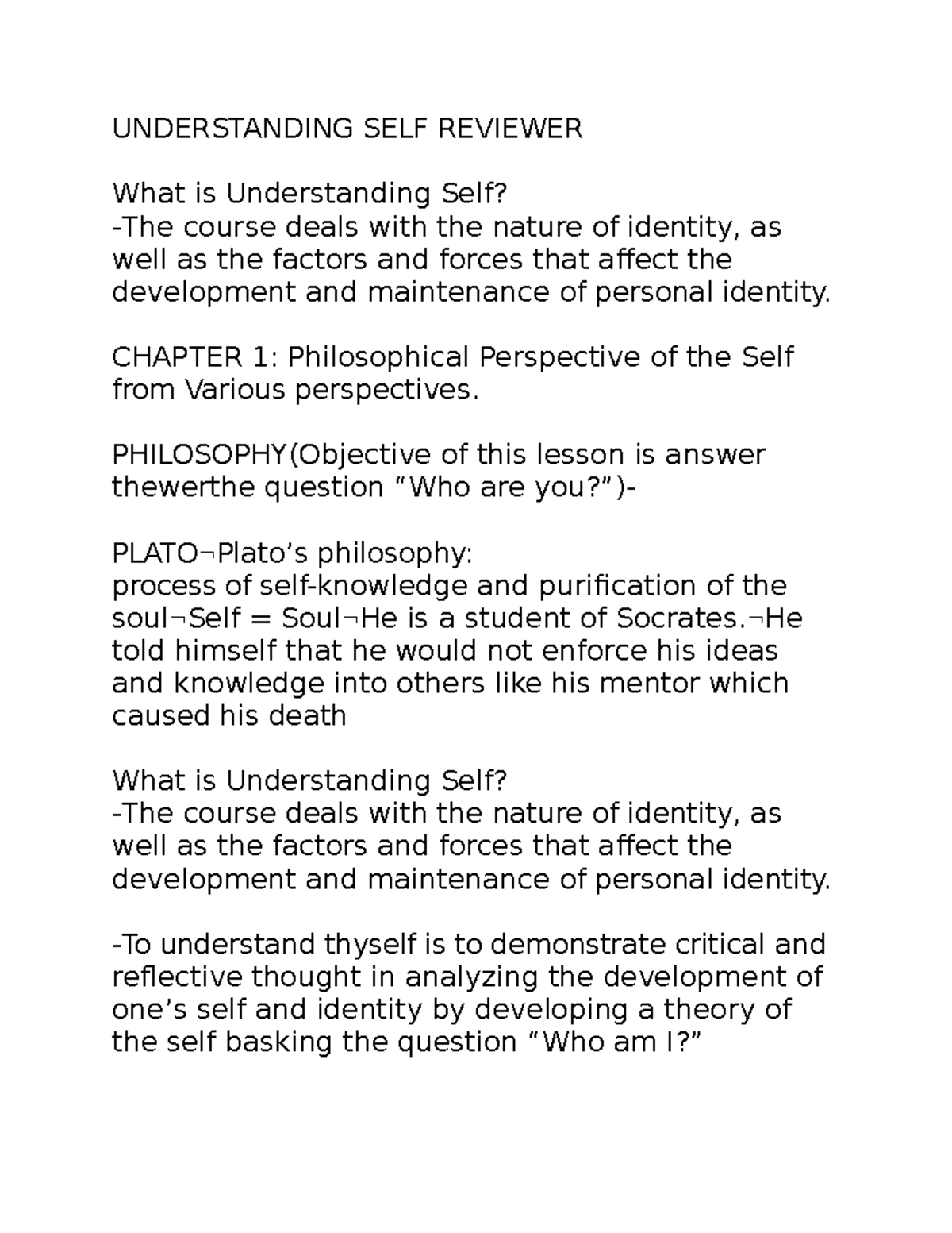 UTS-1-2022 - Simple notes - UNDERSTANDING SELF REVIEWER What is ...