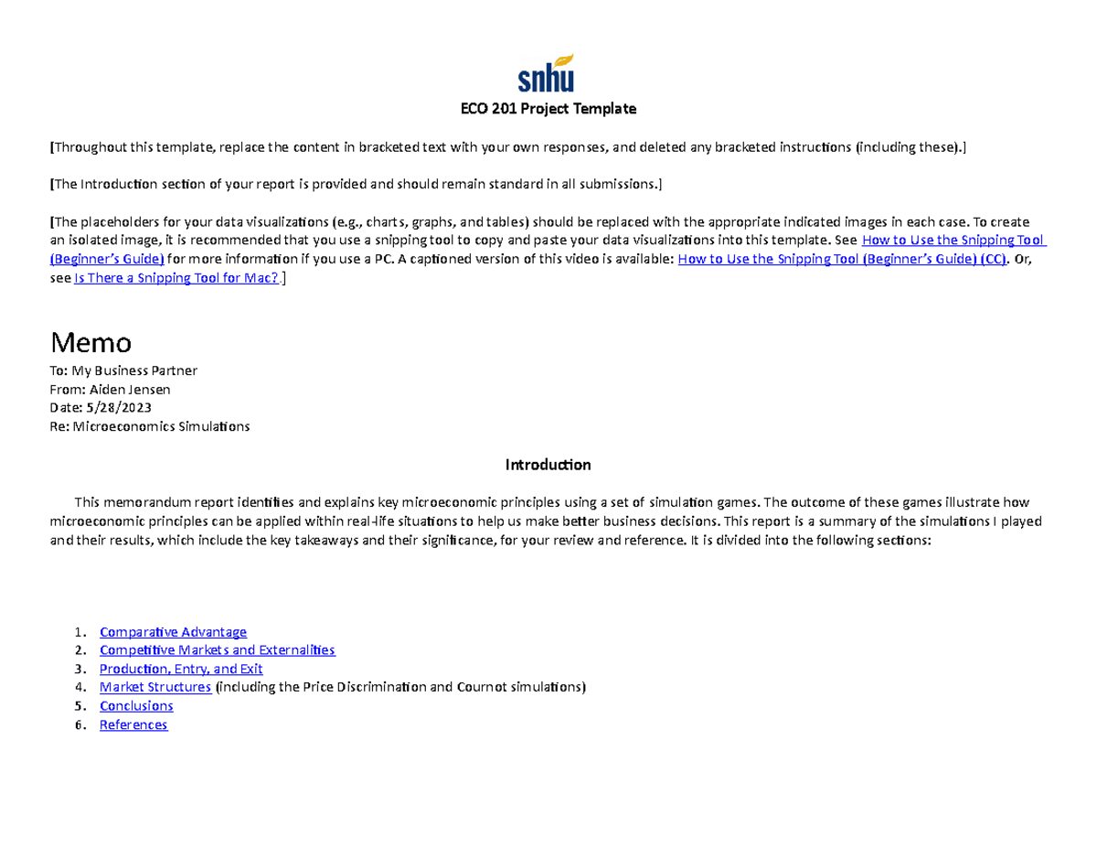 ECO 201 Project Template (1) Unit 4 Assignment Final Project Microeco ...