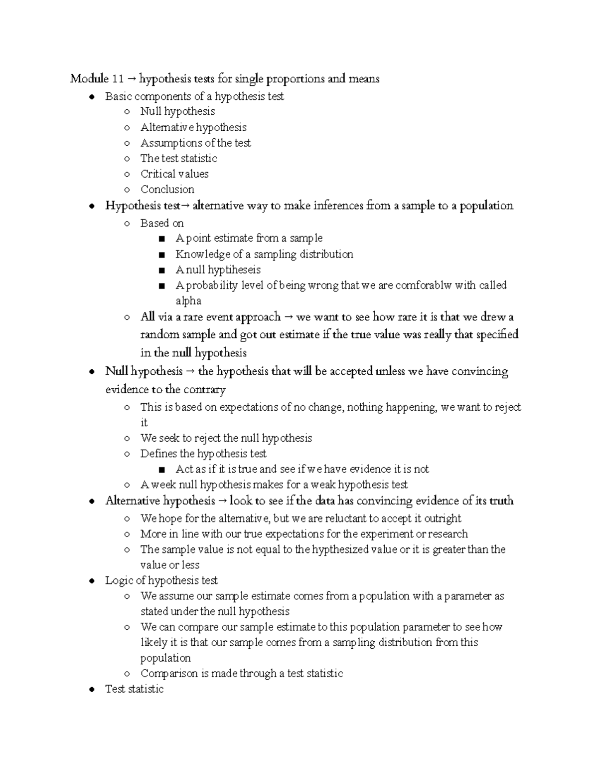 Module 11 - Notes for Stats - STAT200 - UD - Studocu