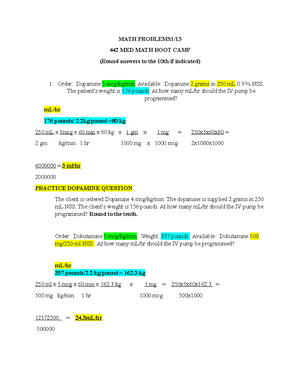 444 Med Math Practice Questions with answers - 444 Med Math Practice ...