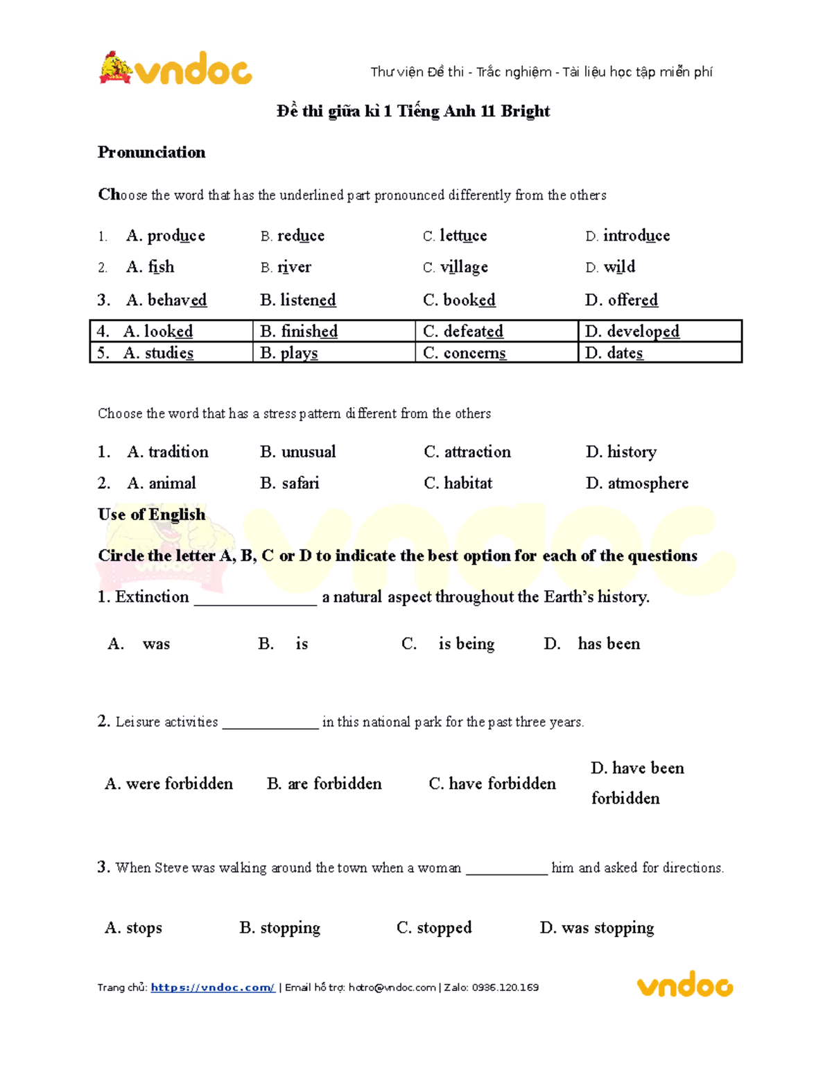 De thi giua ki 1 tieng anh 11 bright - Đề thi giữa kì 1 Tiếng Anh 11 ...