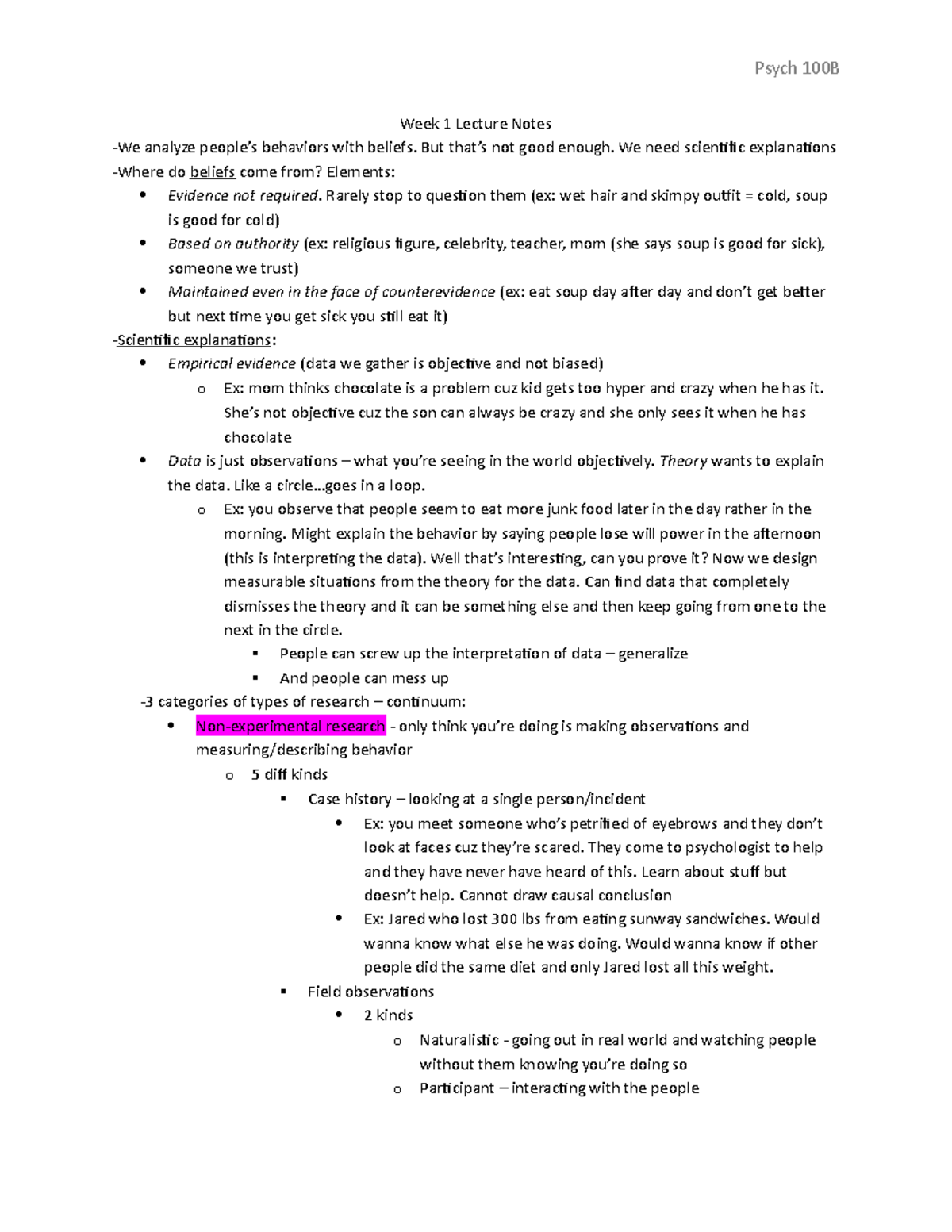 Week 1 Lecture Notes - Week 1 Lecture Notes -We analyze people’s ...