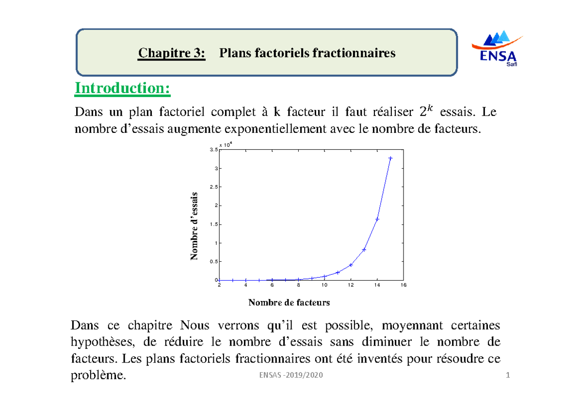 Plan d'éxpérience Chapitre-3 - 1 02 4 6 8 10 12 14 1 2 3 3 x 10 4 Nombre de facteurs Nombre d ...