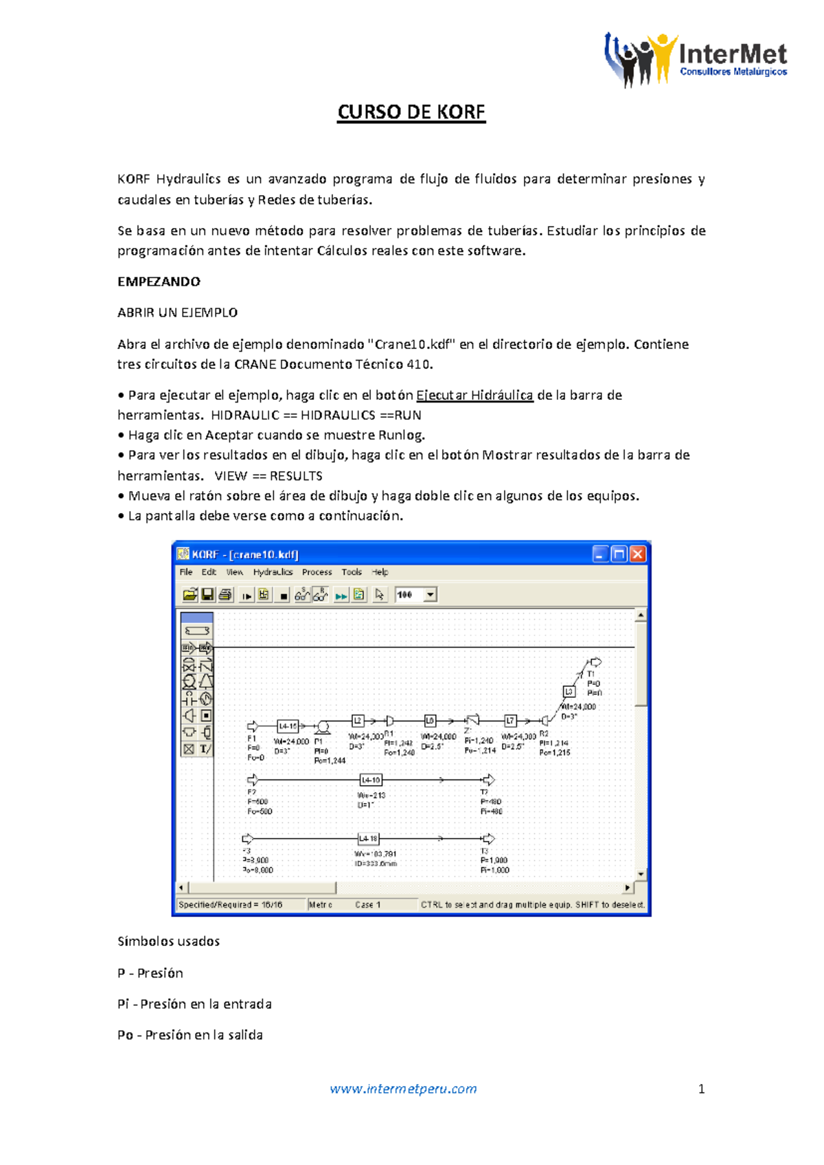 Curso DE KORF Hydraulics.pdf 1 - CURSO DE KORF KORF Hydraulics es un avanzado programa de flujo ...