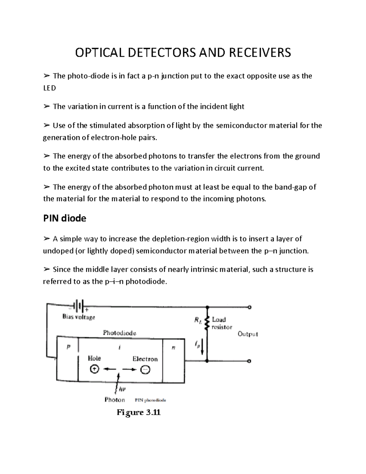 Optical Detectors AND Receivers - OPTICAL DETECTORS AND RECEIVERS The ...