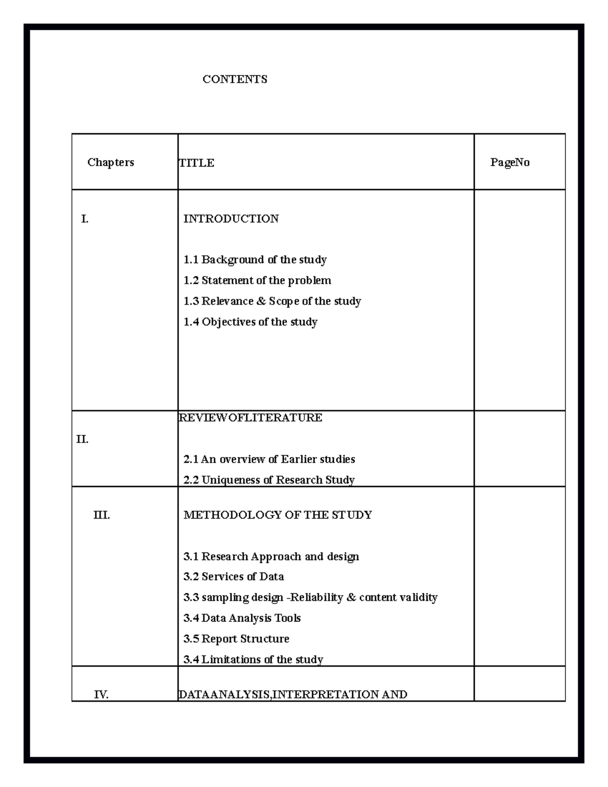 Rubynijila final project word - CONTENTS Chapters TITLE PageNo I ...