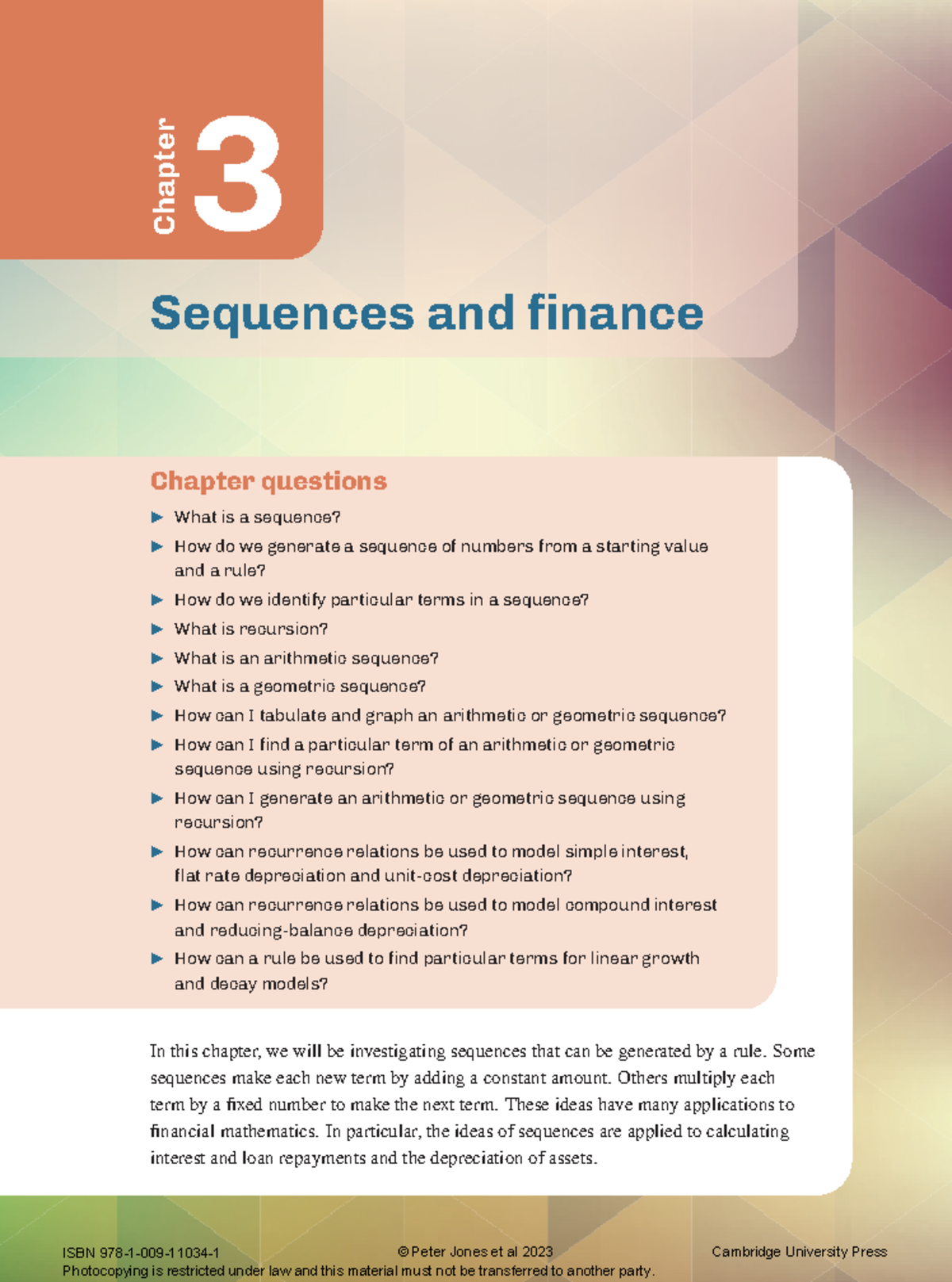 Chapter 3 Sequences and finance - Chapter 3 Sequences and finance Chapter questions I What is a ...