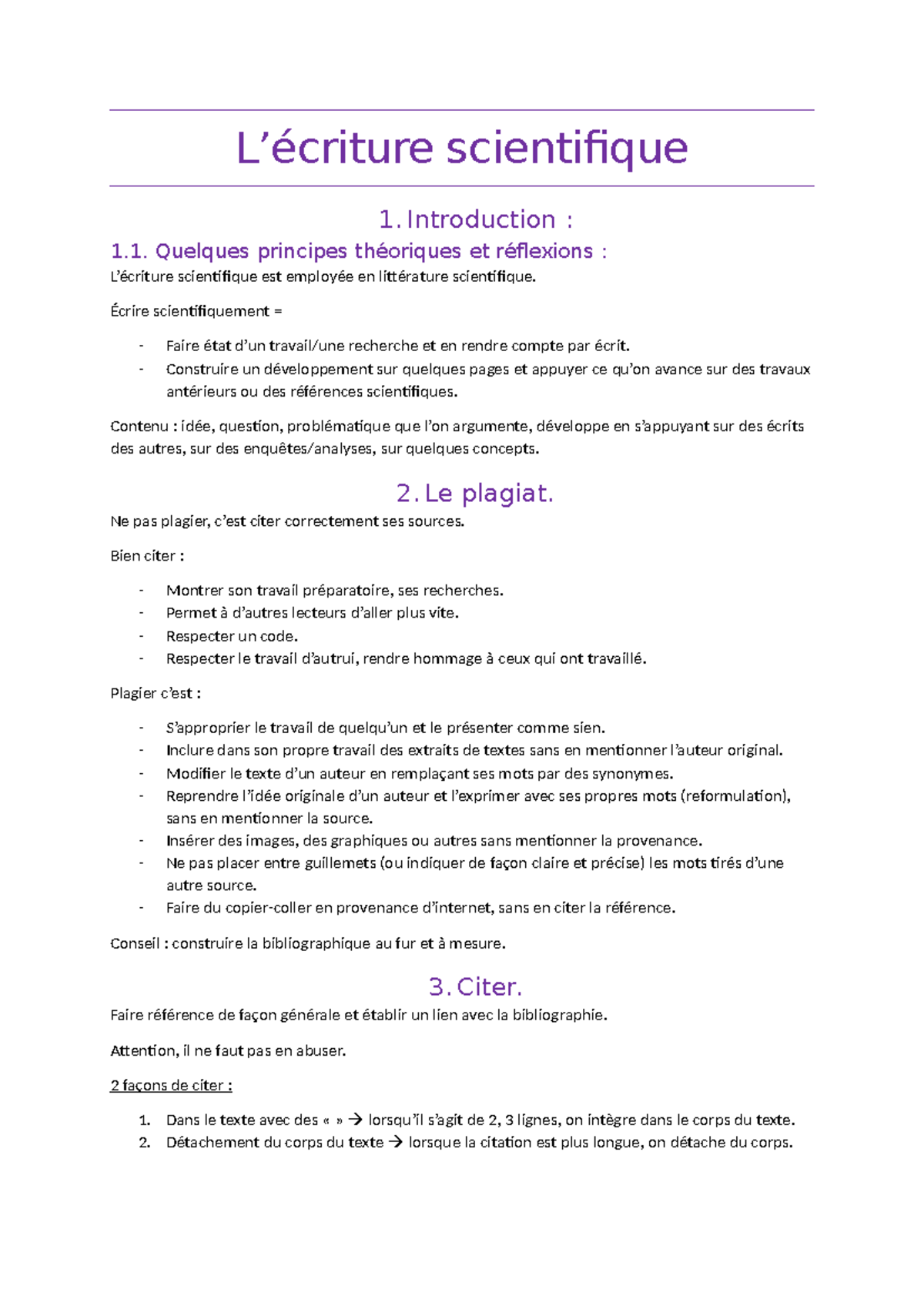 Synthèse - TP - L’écriture scientifique 1. Introduction : 1. Quelques principes théoriques et ...