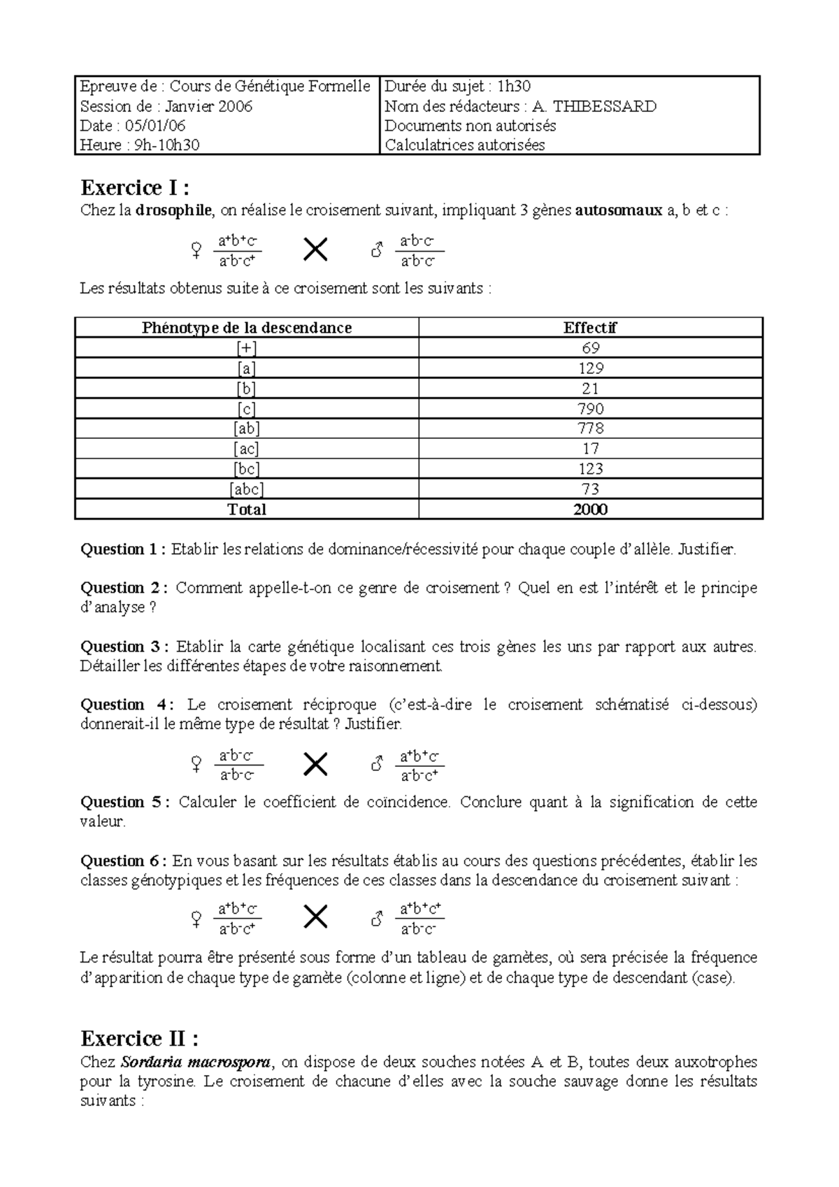 Exam Cours Janvier 06 A B C A b c A B C A b c A b c A