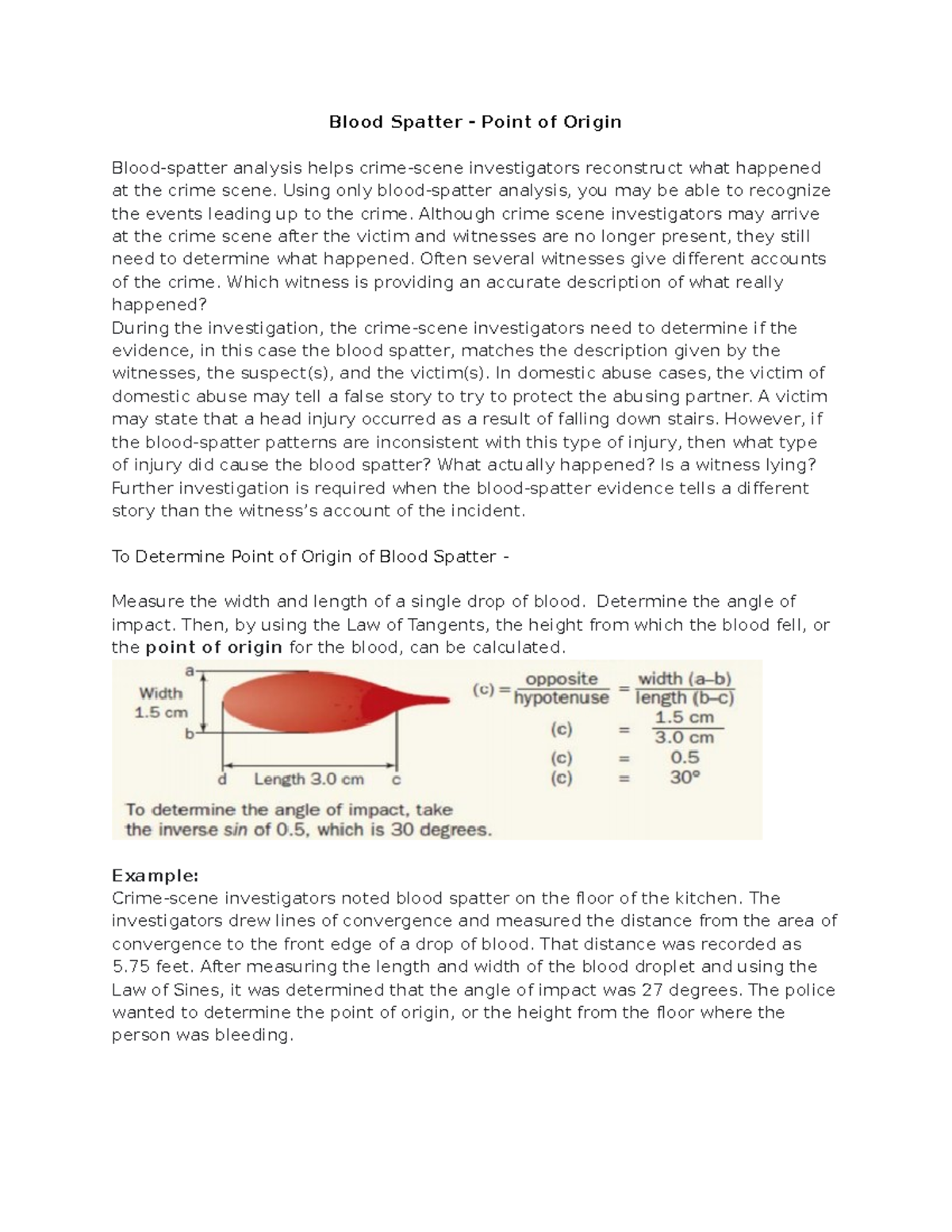 Point of Origin - Blood Spatter - Point of Origin Blood‐spatter ...