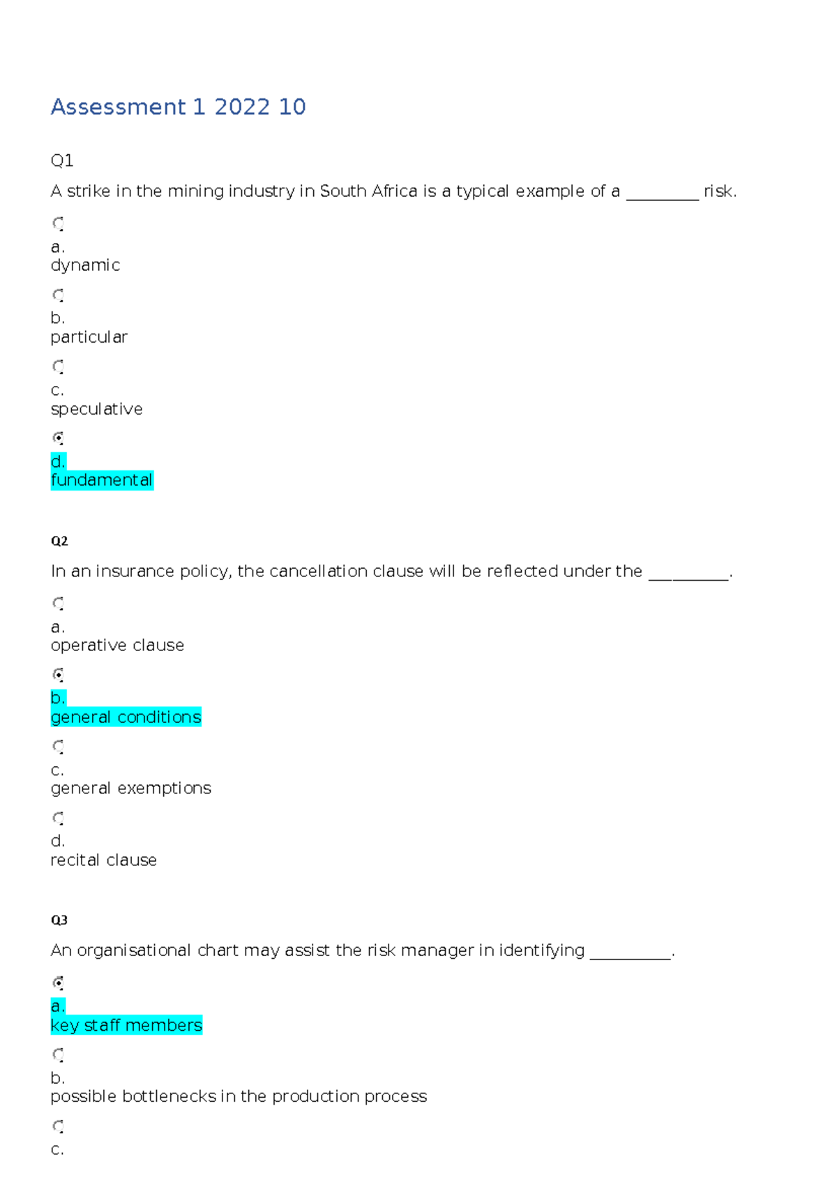 Exam pack updated 2022 - Notes - Assessment 1 2022 10 Q A strike in the ...