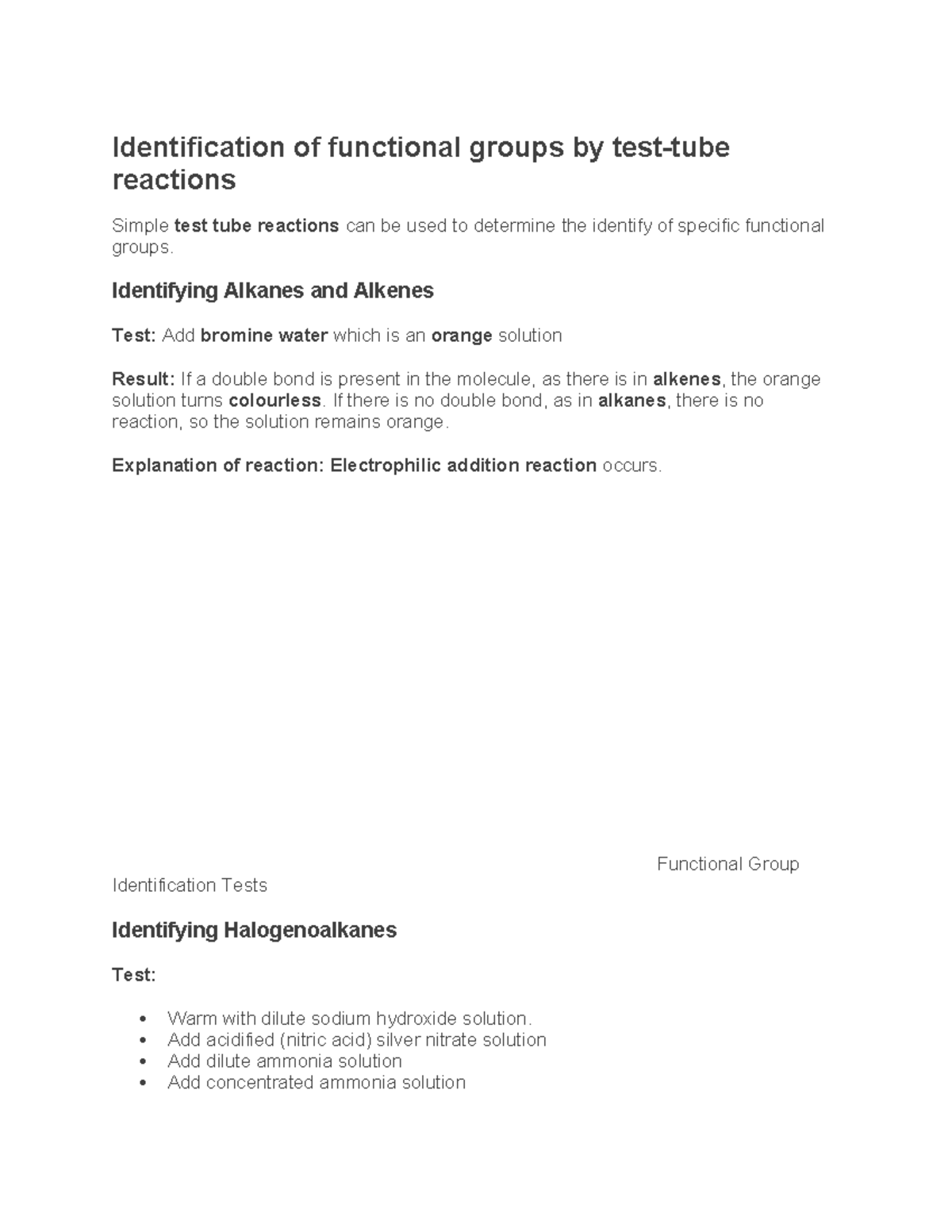 Identification of functional groups by testps - Identification of ...