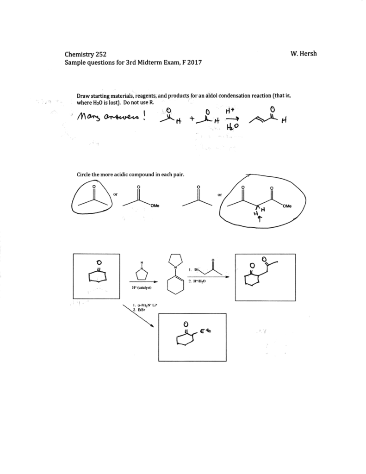 Answers to Sample Problems 3rd Midterm Chem 252 F 2017 - CHEM 2514 - Studocu