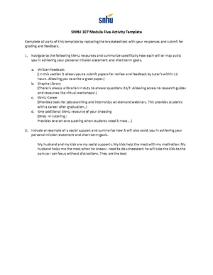 SNHU 107 Module week four - SNHU-107-J7558 - SNHU - Studocu