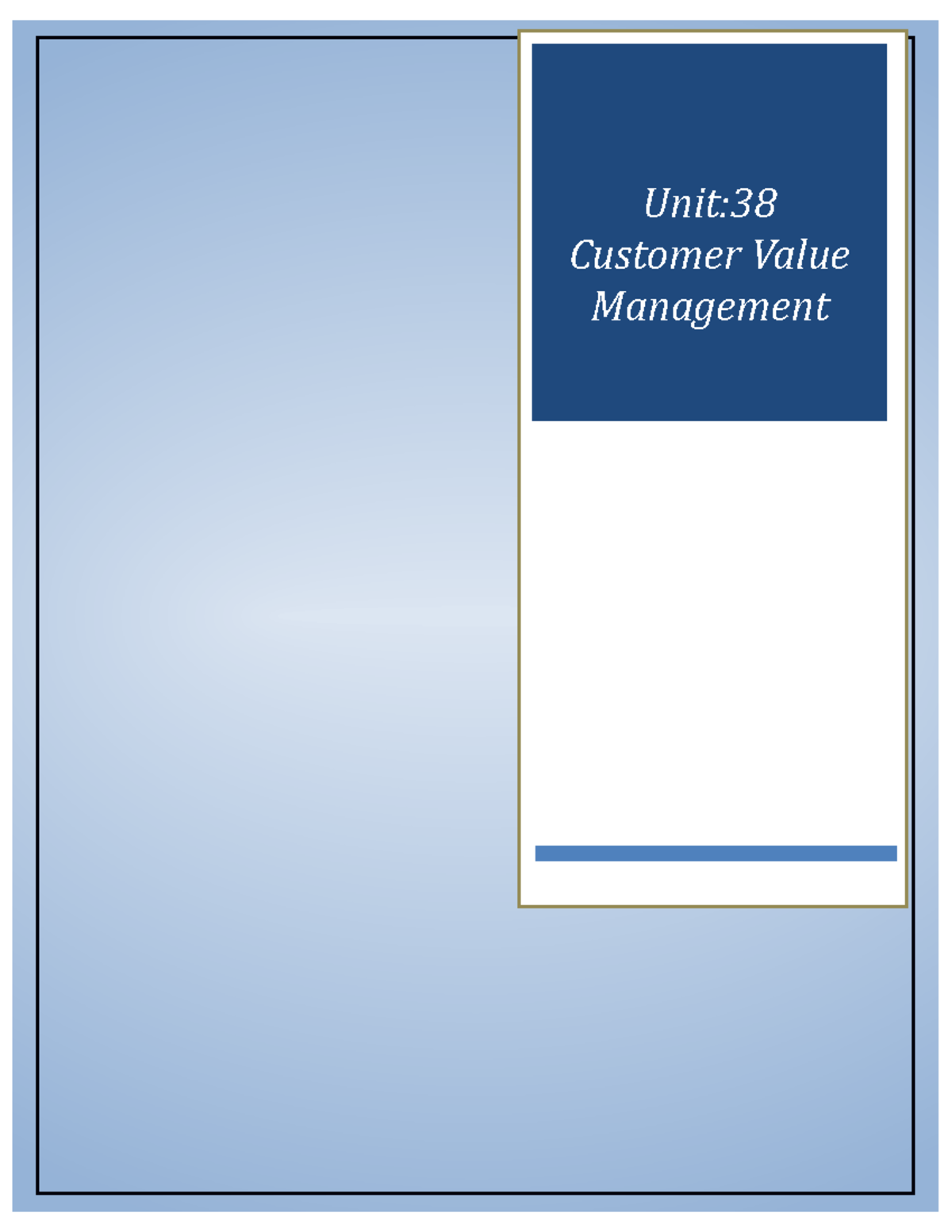 Customer Value Mgt-B1 - HND assignment - Unit: Customer Value ...