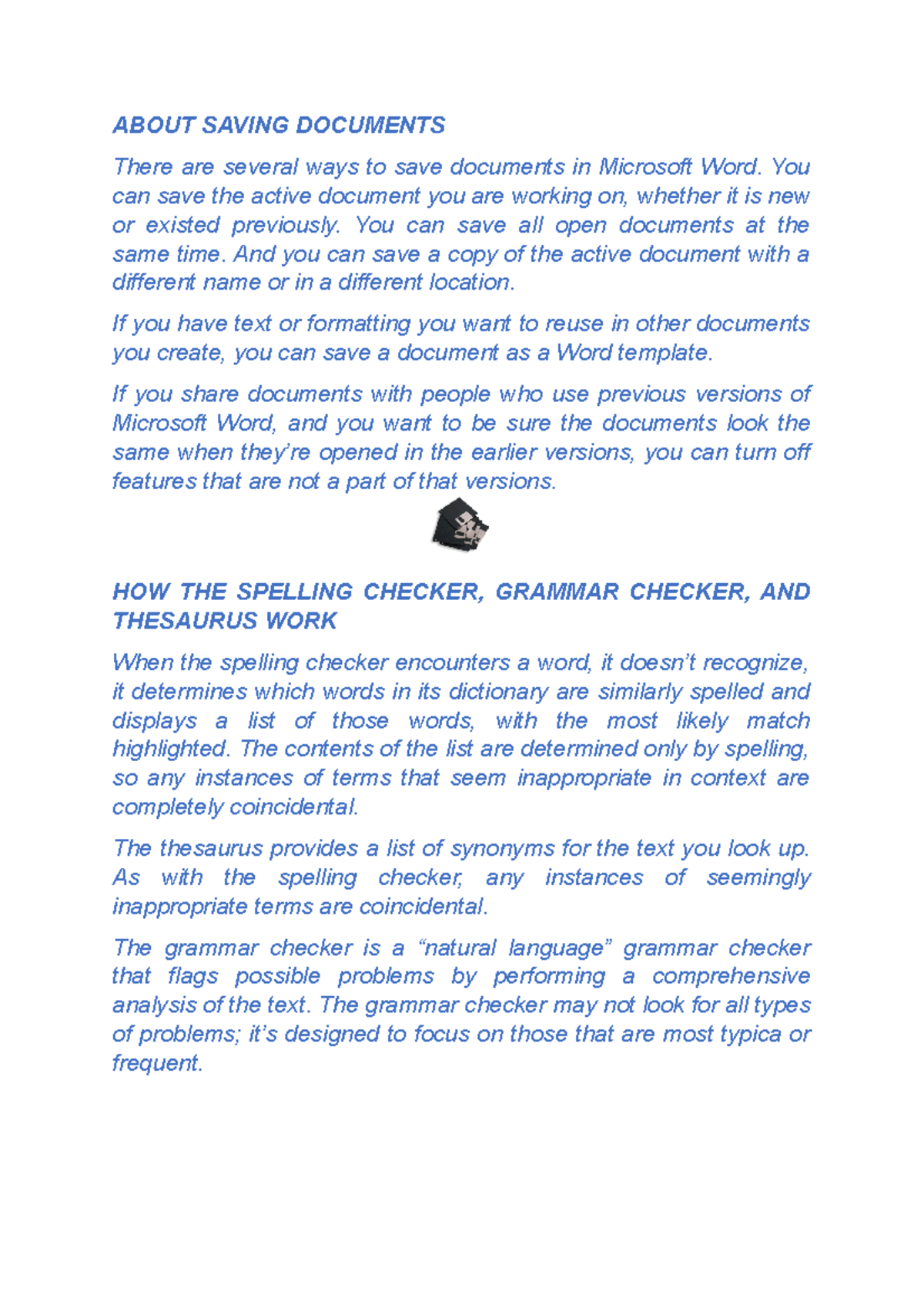 Activity 5 about saving documents - ABOUT SAVING DOCUMENTS There are ...