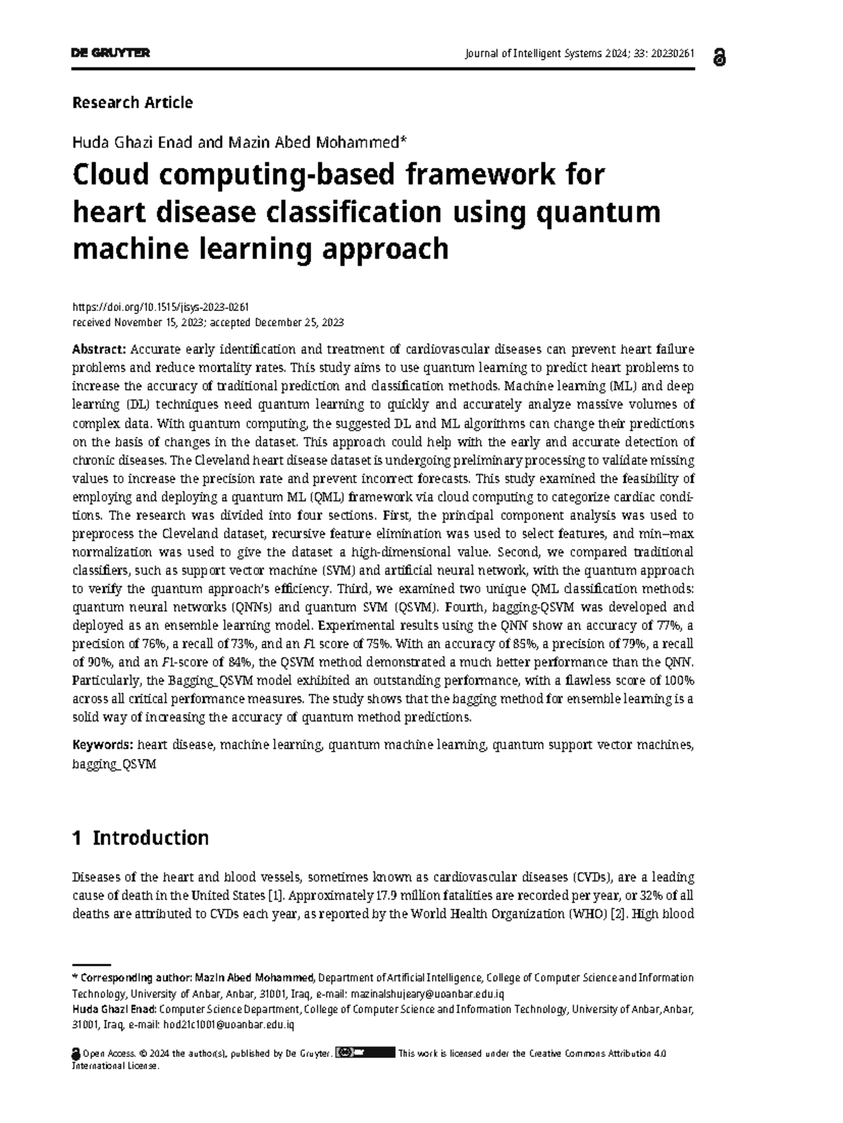 Project report of machine learning - Research Article Huda Ghazi Enad ...