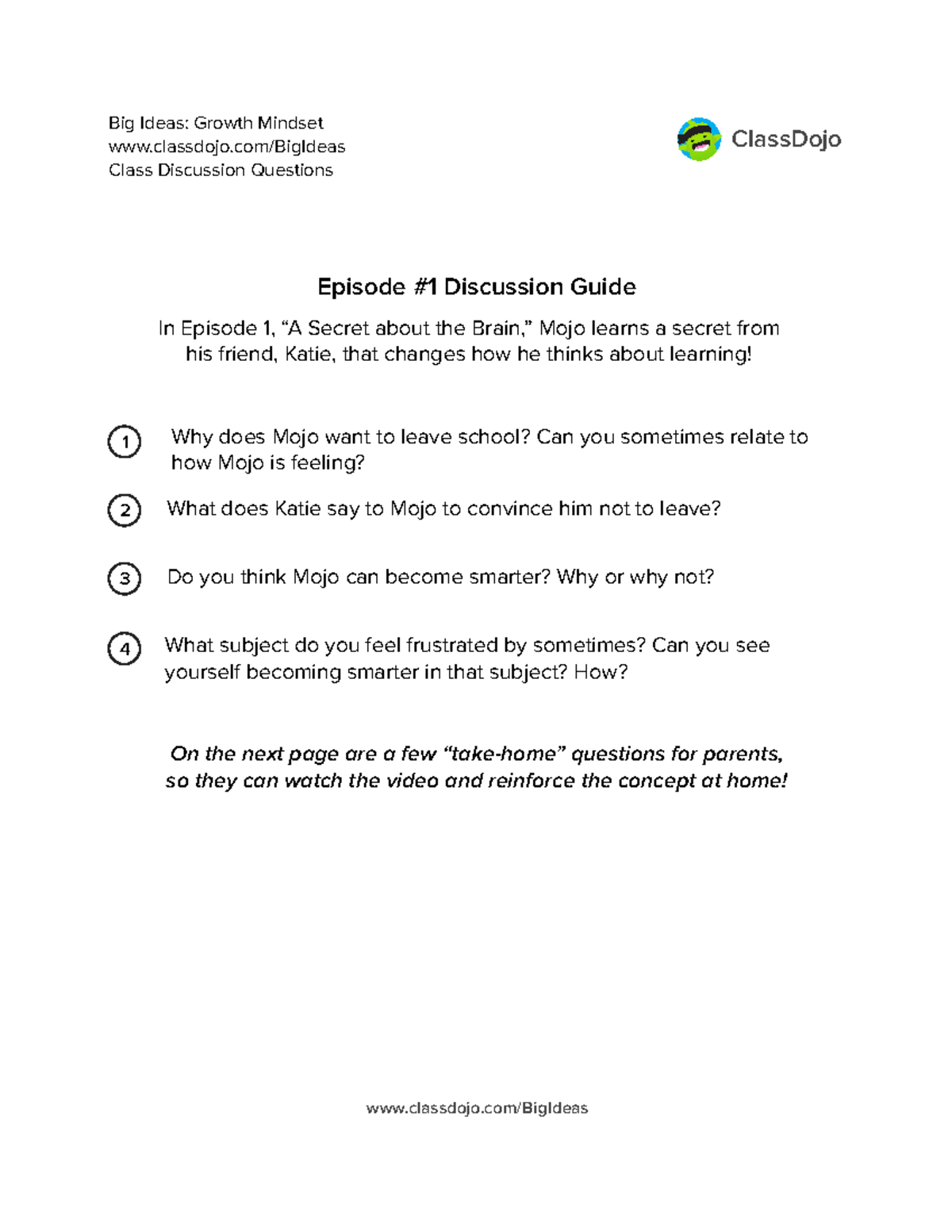 Big Ideas episode 1 discussionguide - Big Ideas: Growth Mindset ...