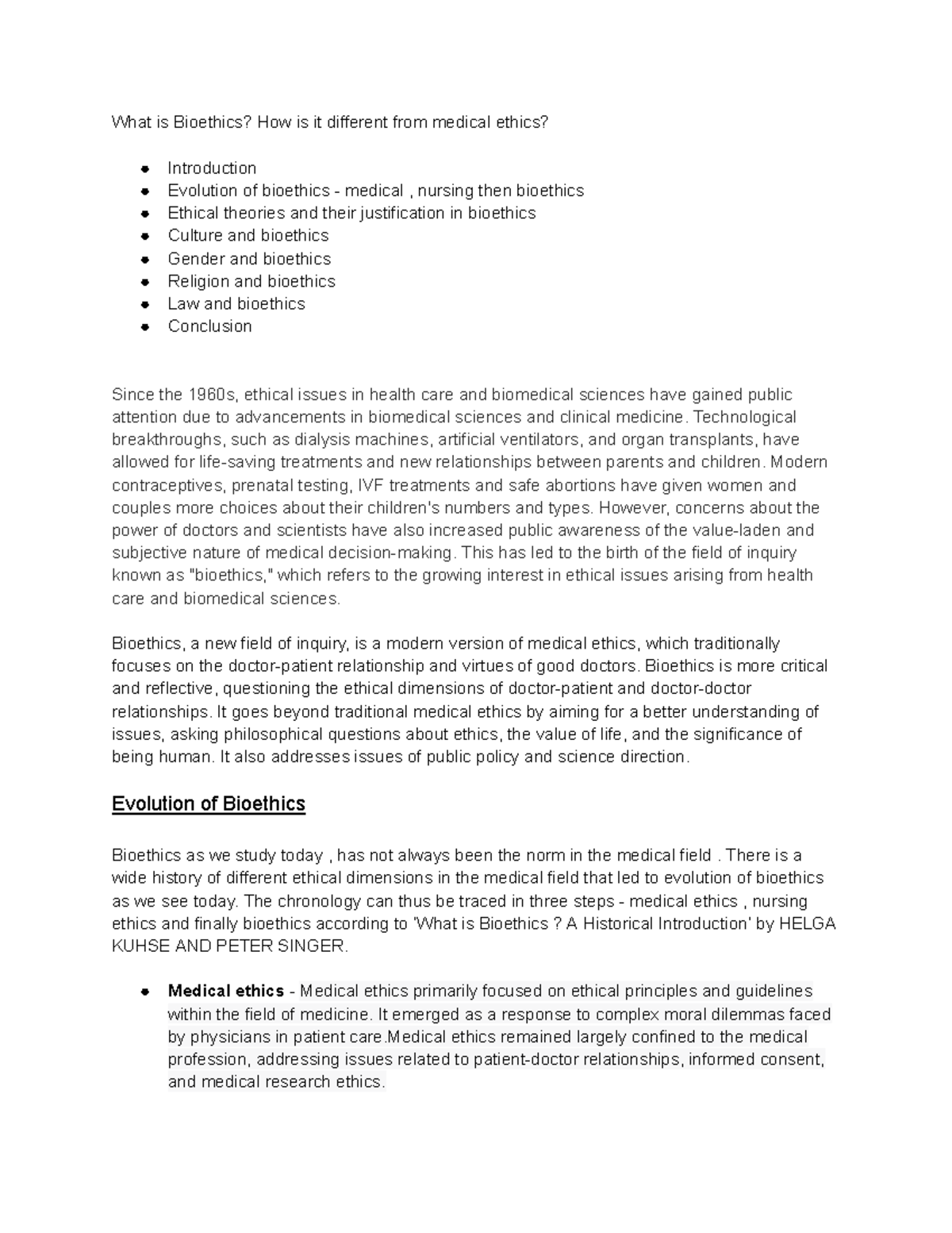 Bioethics assignment 1 - What is Bioethics? How is it different from ...