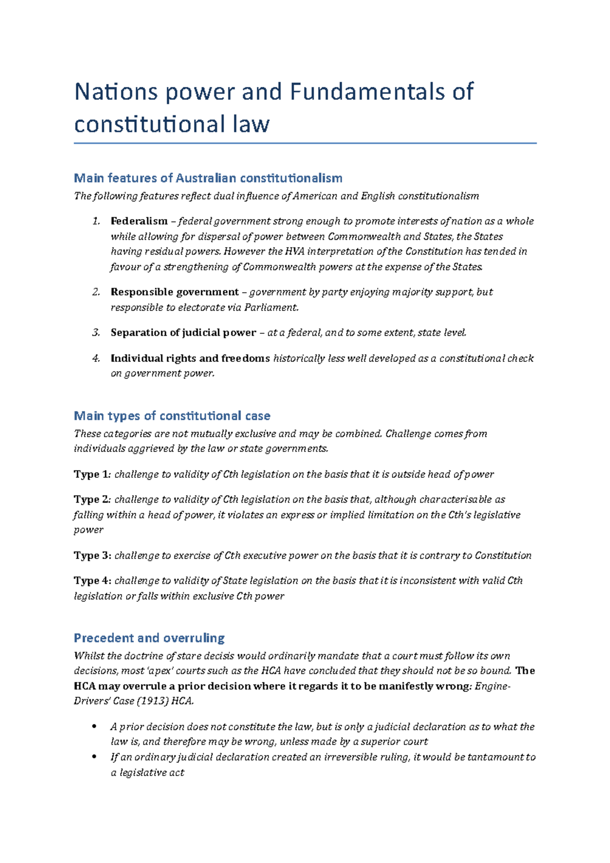 2. Con Law Study Notes - Nations power and Fundamentals of ...