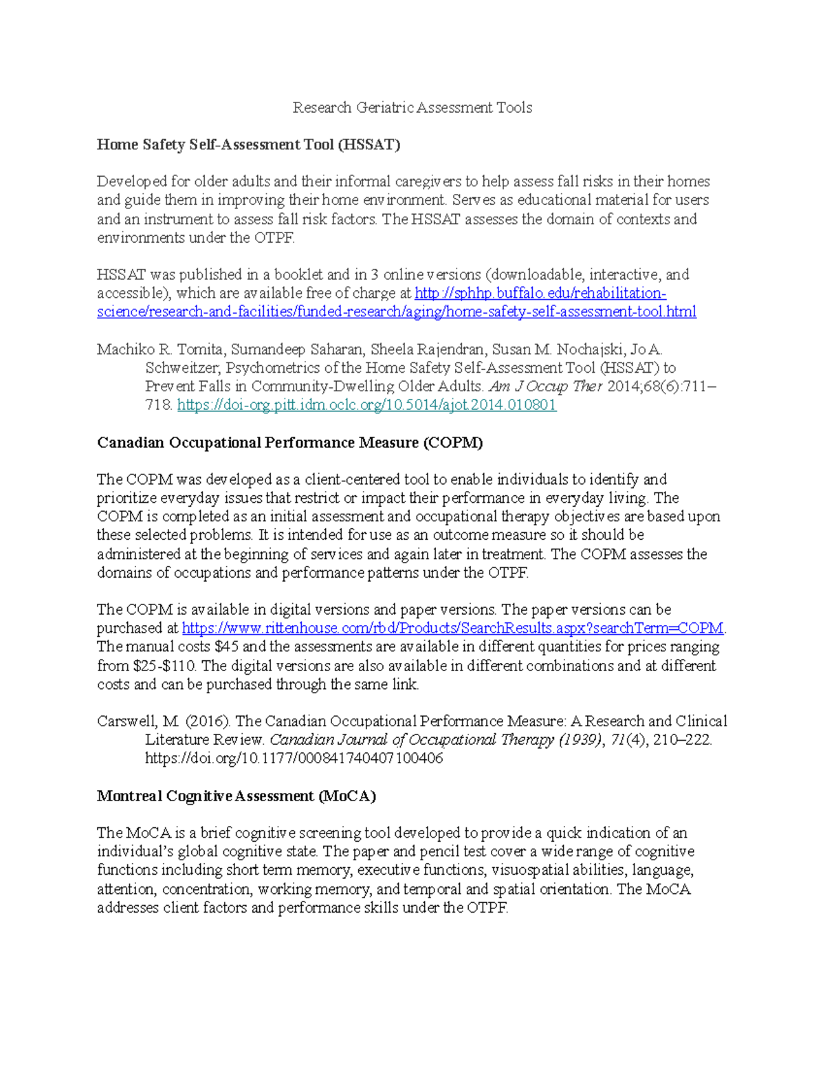 Assessment Tools Research - Research Geriatric Assessment Tools Home ...