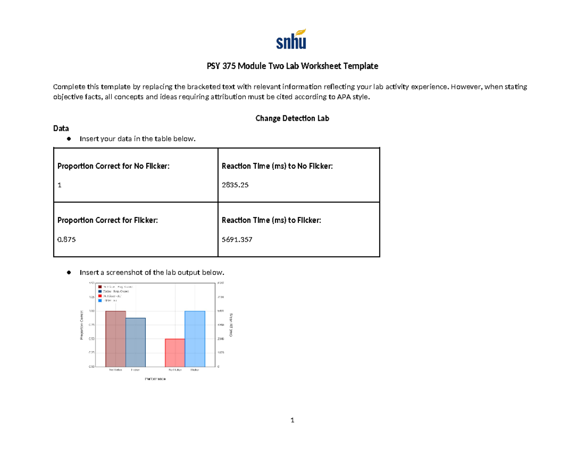PSY 375 Module two lab worksheet - PSY 375 Module Two Lab Worksheet ...