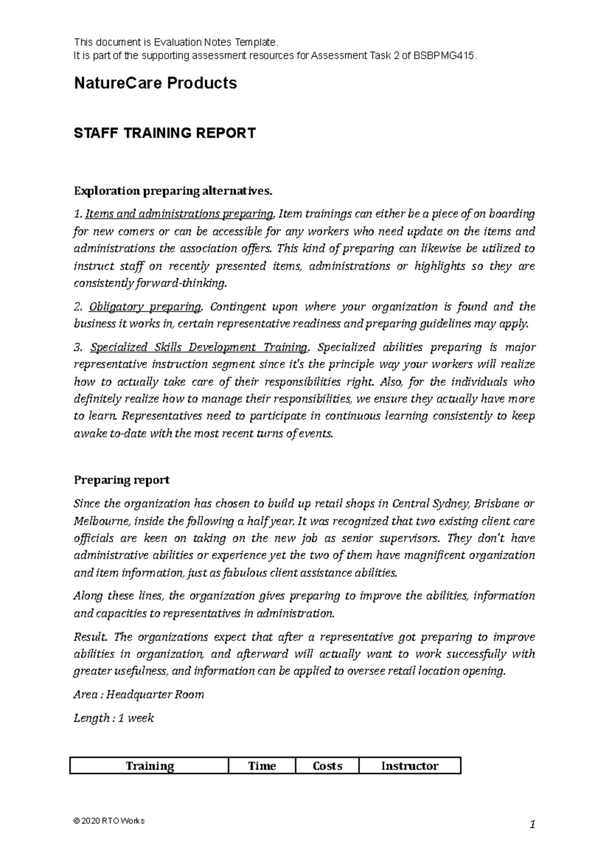 Staff Training Report 27-06-2021 - This document is Evaluation Notes ...