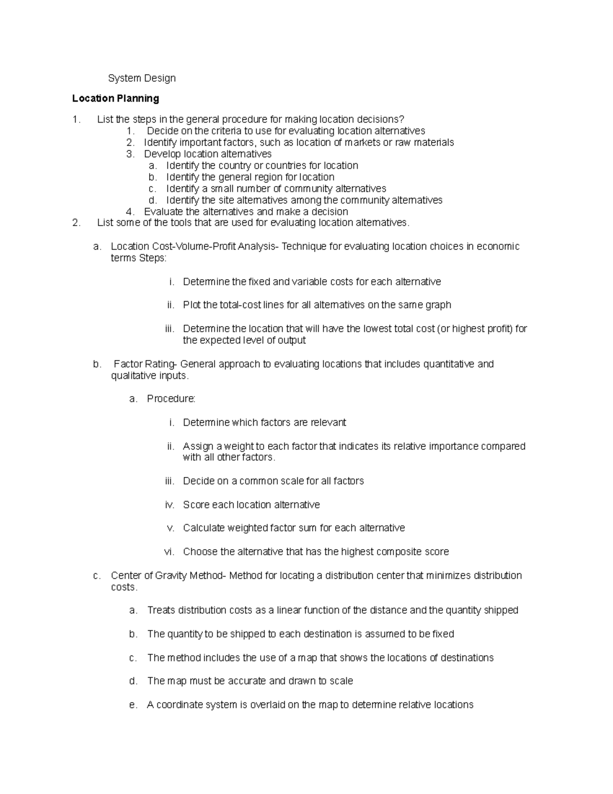 System Design - Completed Study Guide - System Design Location Planning ...