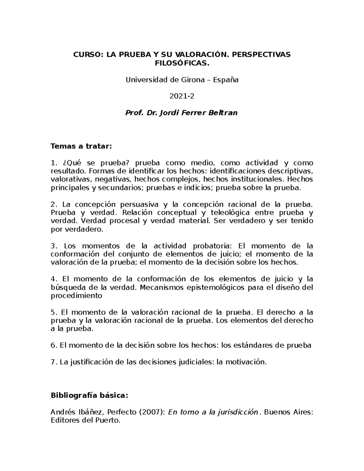 Curso - LA Prueba Y SU Valoración - Derecho Probatorio - UAC - Studocu