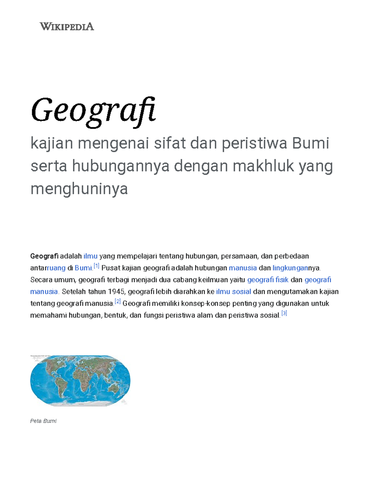 Geografi - Wikipedia bahasa Indonesia, ensiklopedia bebas - Geografi ...
