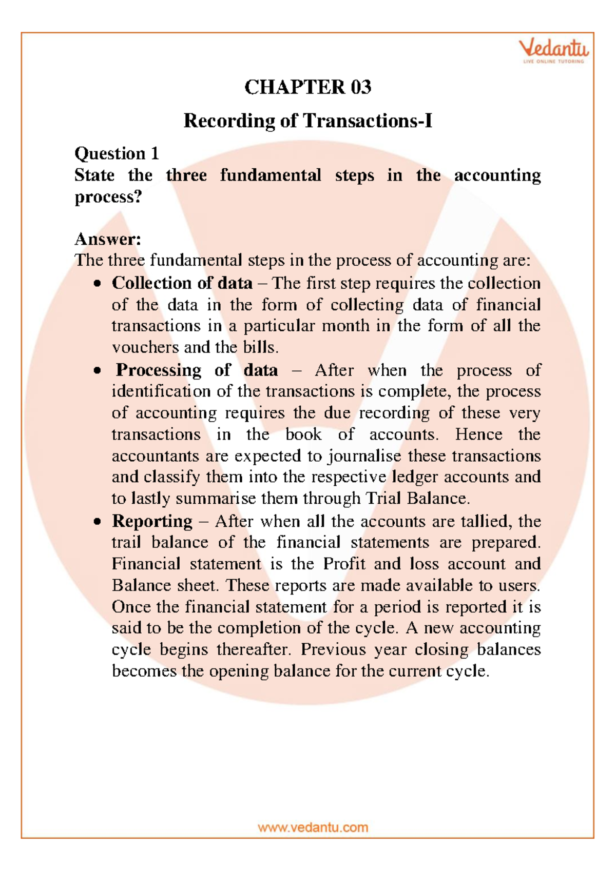 Class 11 Recording Of Transactions . - CHAPTER 03 Recording of ...