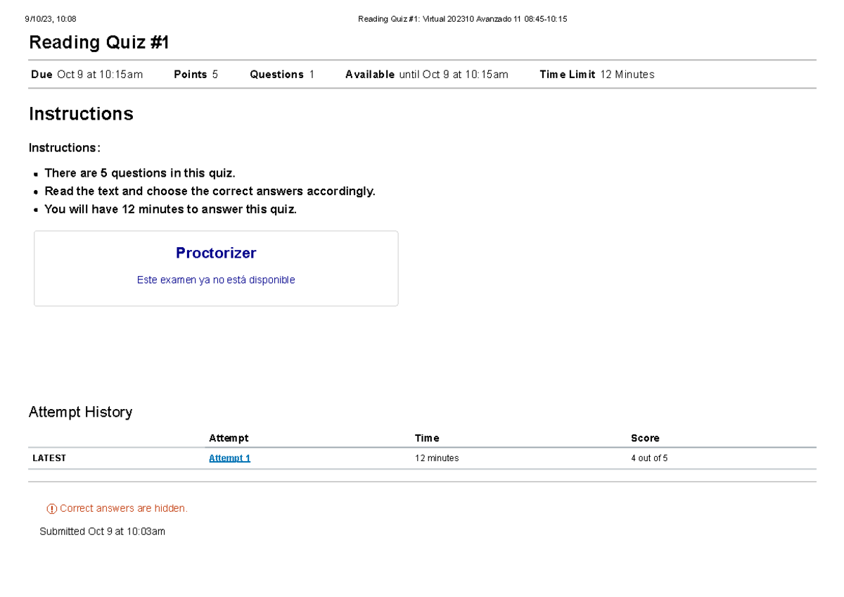 Reading 1 09 10 23 - QUIZZ - 9/10/23, 10:08 Reading Quiz #1: Virtual ...