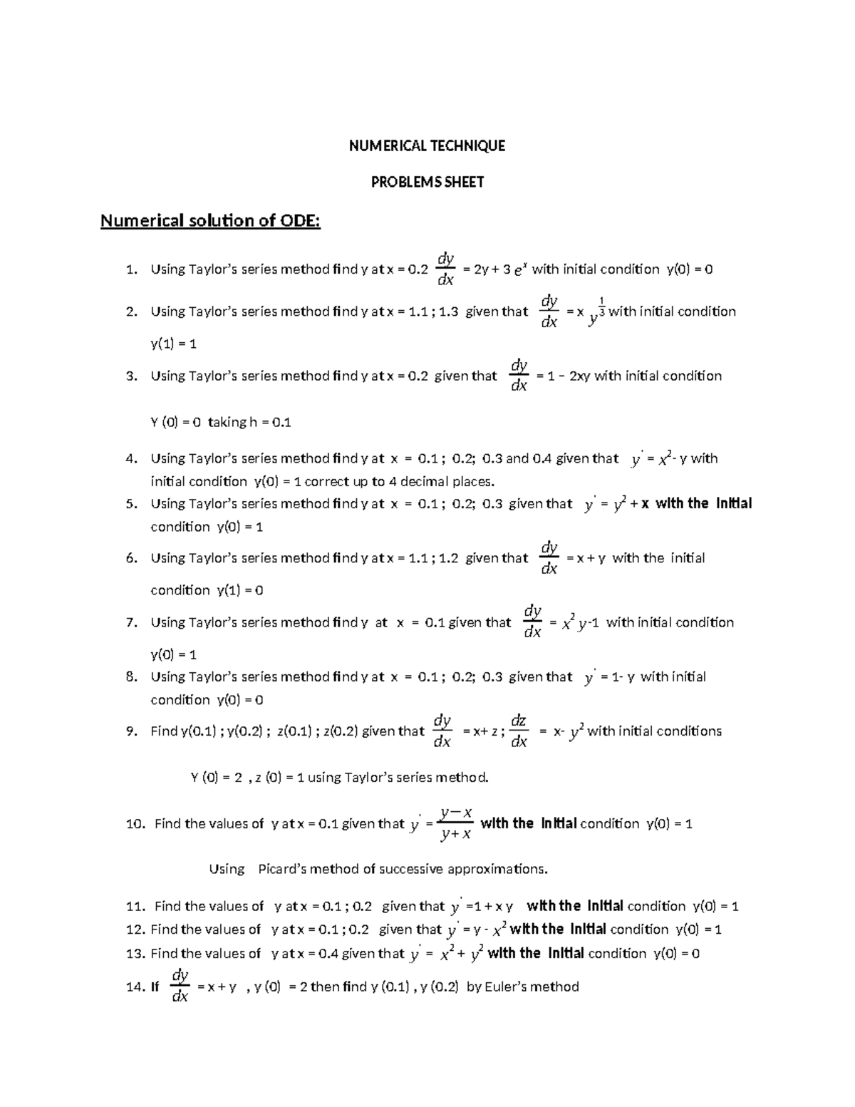 Sravan Numerical Methods Problems - ####### NUMERICAL TECHNIQUE ...