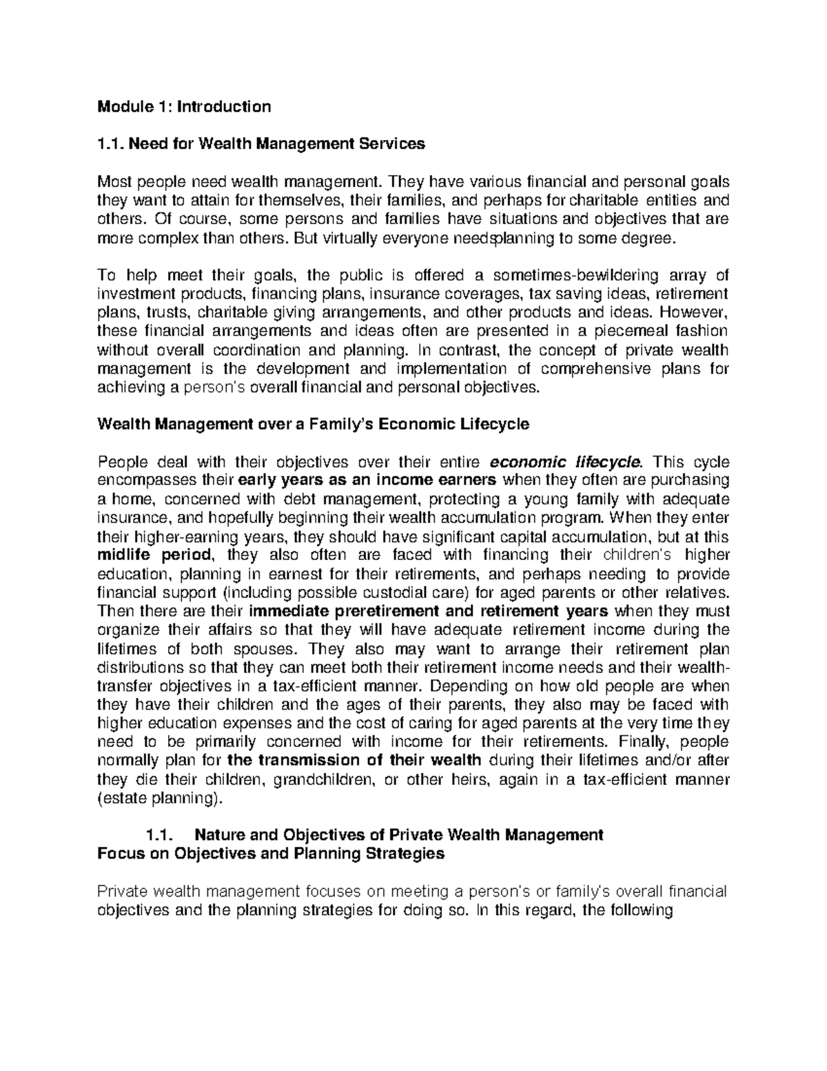 CCSA SPL Topics in Financial Management Module 1 - Module 1 ...